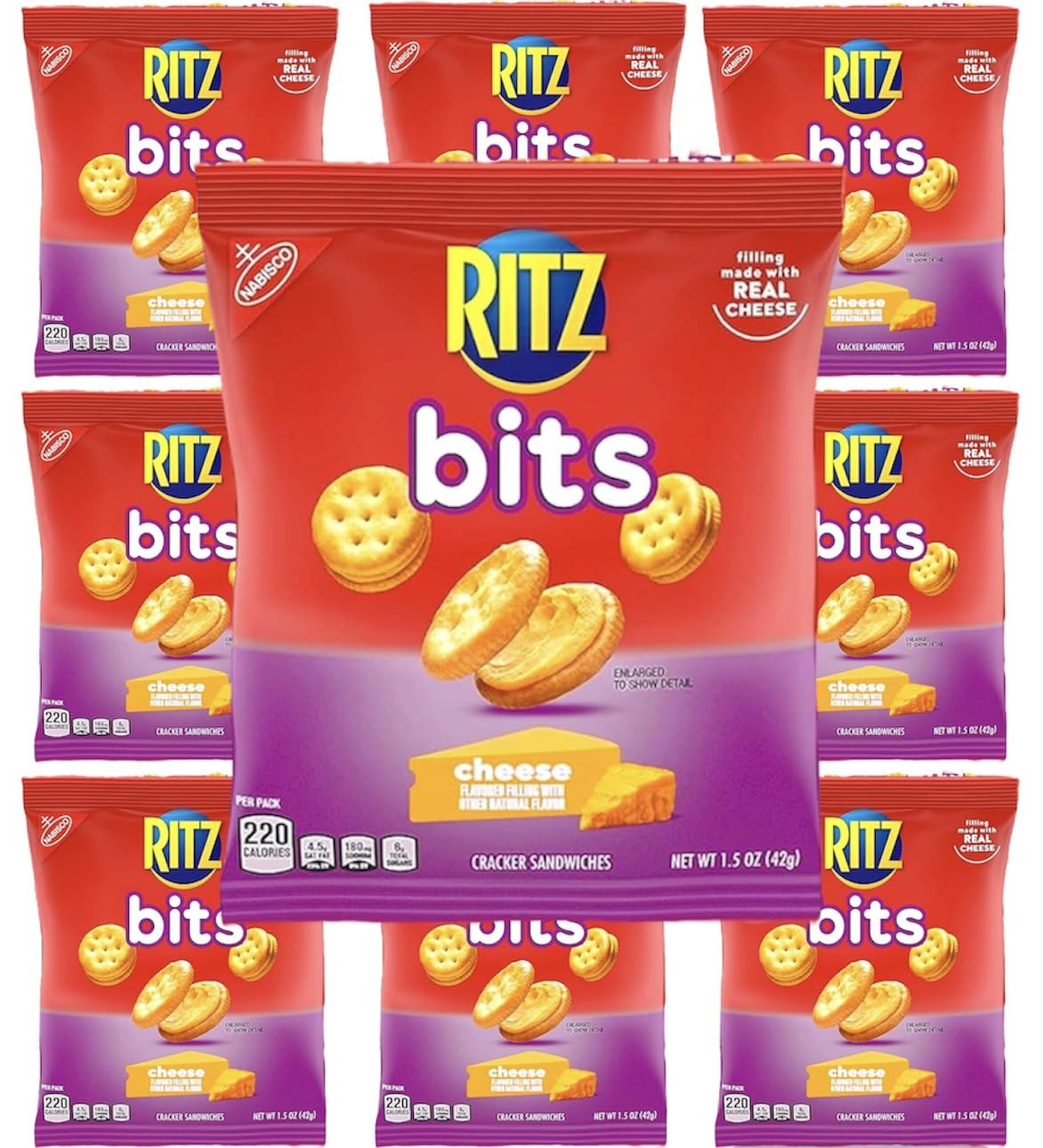 Amazon.com: RITZ Bits Cheese Sandwich Crackers, 1.5 oz Bags, 10 Count