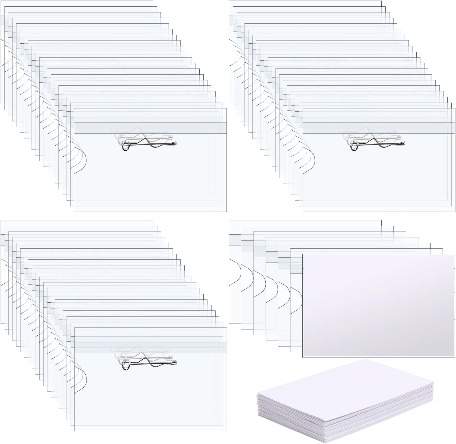 Amazon.com : 50 Pcs Pin Style Name Badge Holders Clear Plastic Badge ...