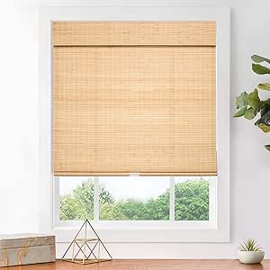 Amazon.com: HIAPES Cordless Roman Shades for Windows, Bamboo Blinds ...