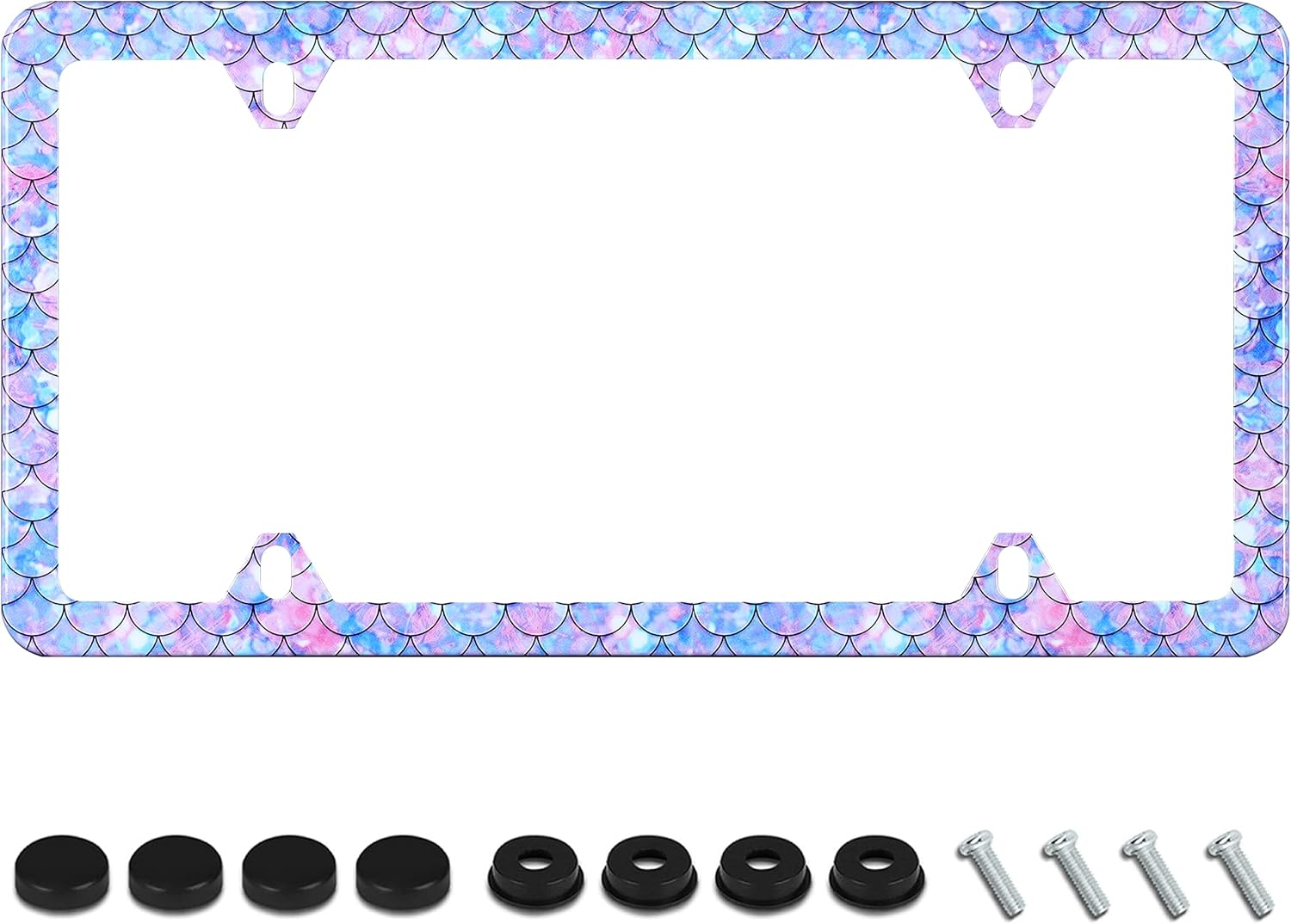 Amazon.com: Mermaid Fish Scale Print License Plate Frame Beautiful ...