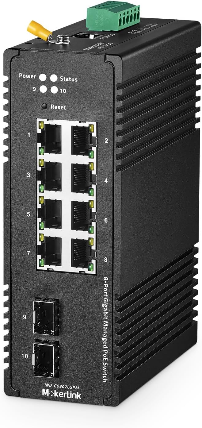 Amazon.com: MokerLink 8 Port Gigabit PoE Industrial DIN-Rail Ethernet ...