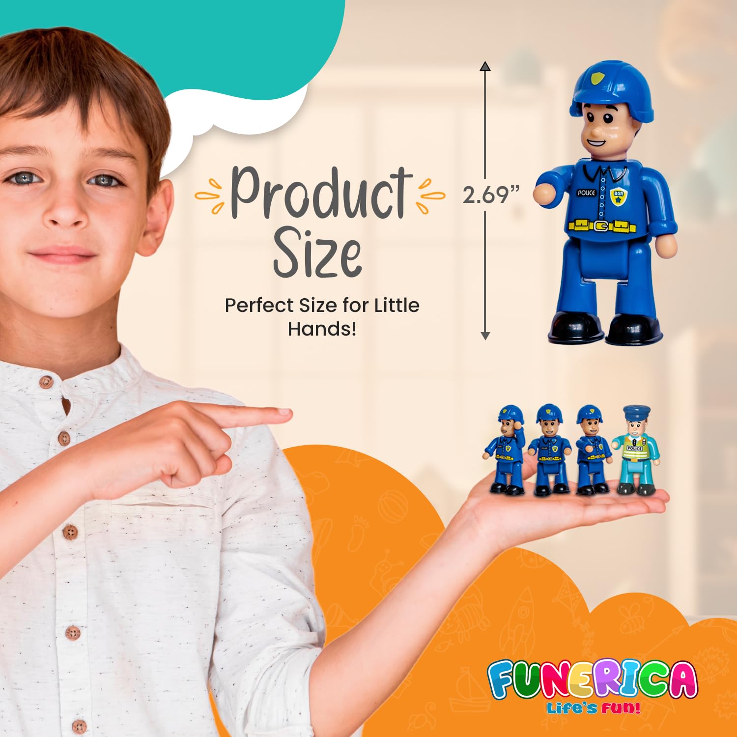Snapklik.com : FUNERICA Police Figurines Set 4-Pack Police Officer Toys ...