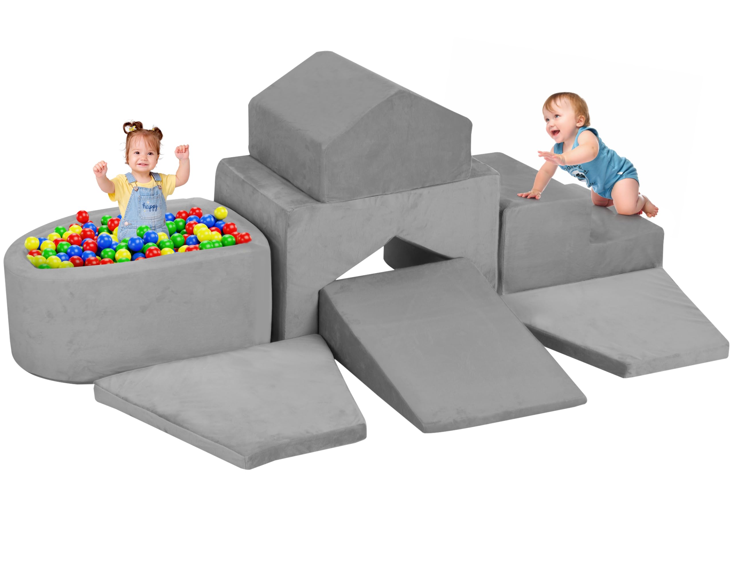 Amazon.com: OneBlis 7 Pcs Velvet Foam Climbing Blocks for Toddlers ...