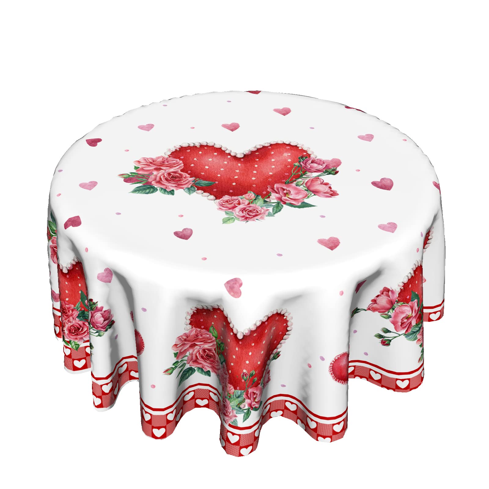 Amazon.com: Giwawa Valentines Day Round Tablecloth 60 Inch, Red Pink ...