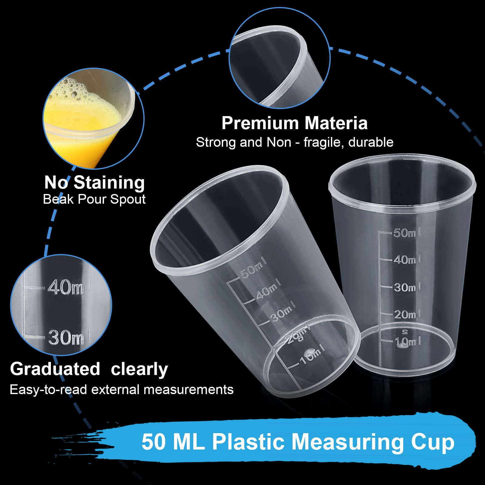 Snapklik.com : 100Pcs 50ML Plastic Graduated Measuring Beaker Set ...
