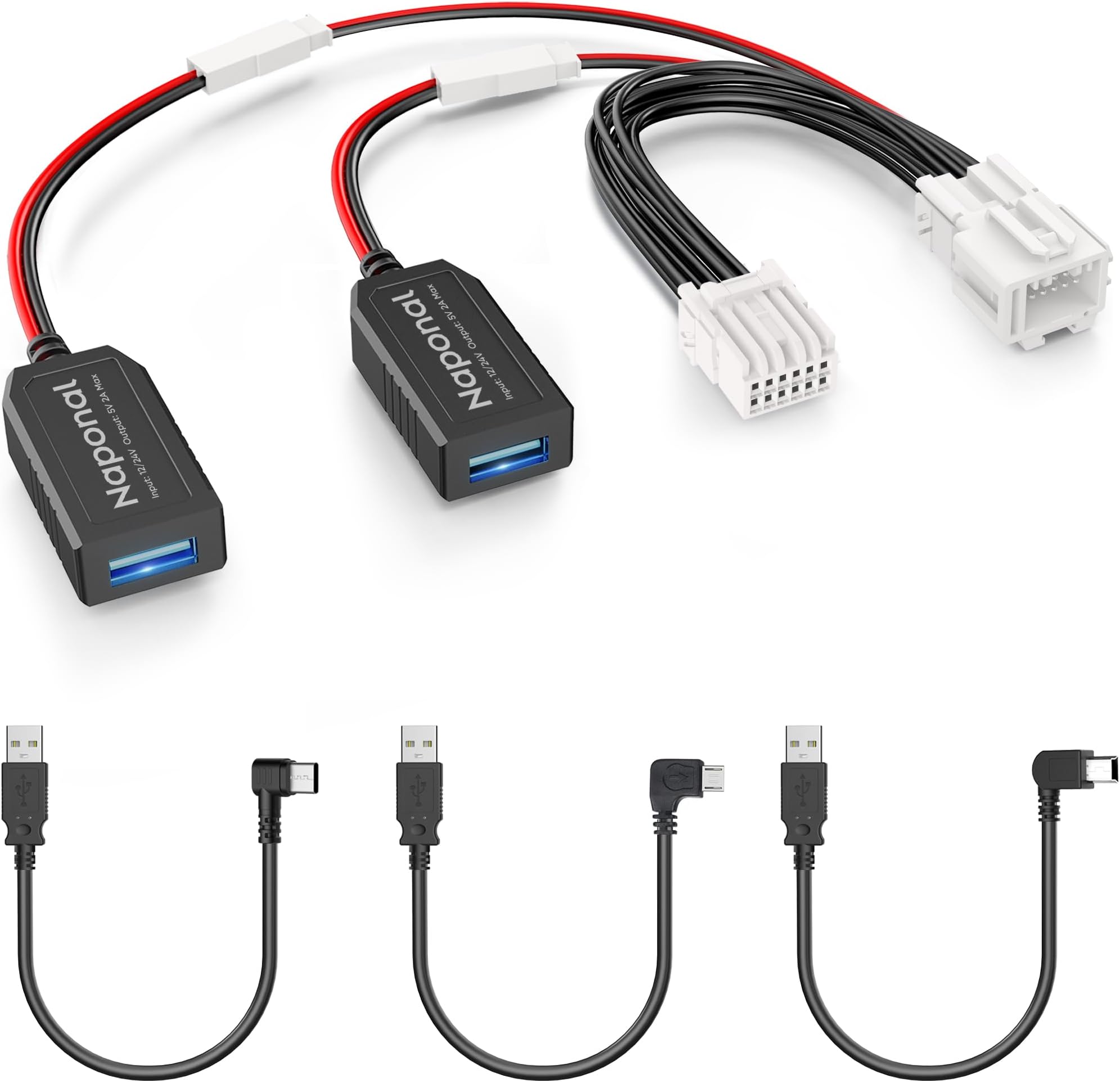 Amazon.com: Naponal GPS Dash Cam Power Adapter,(12Pin Type B Connector ...