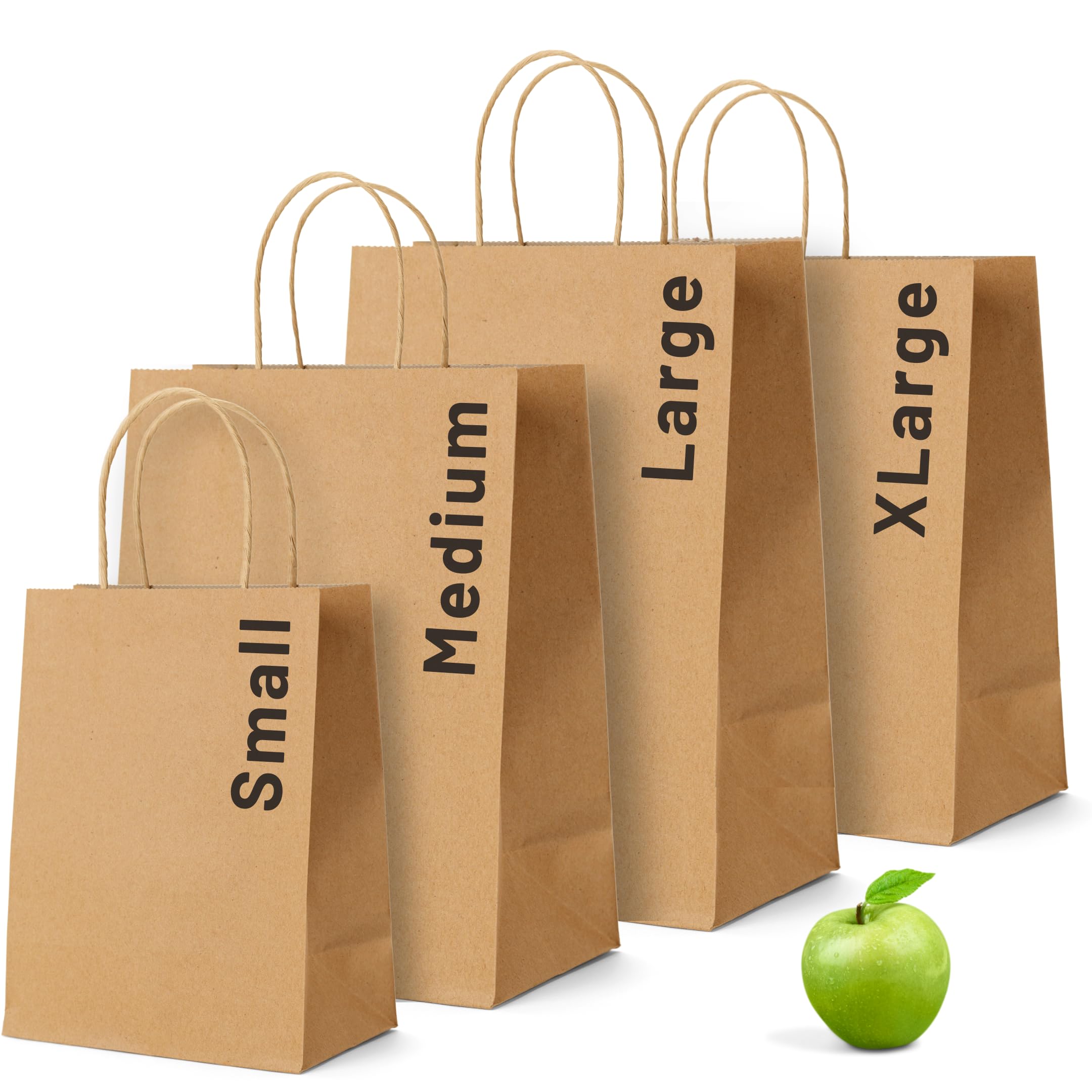 Brown Paper Gift Bags with Twisted Handles | 50 Pack | Large 14 x 10 x ...