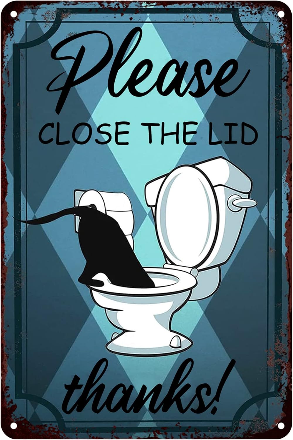 Funny Bathroom Signs Vintage Toilet Rules Metal Tin sign - Please close ...