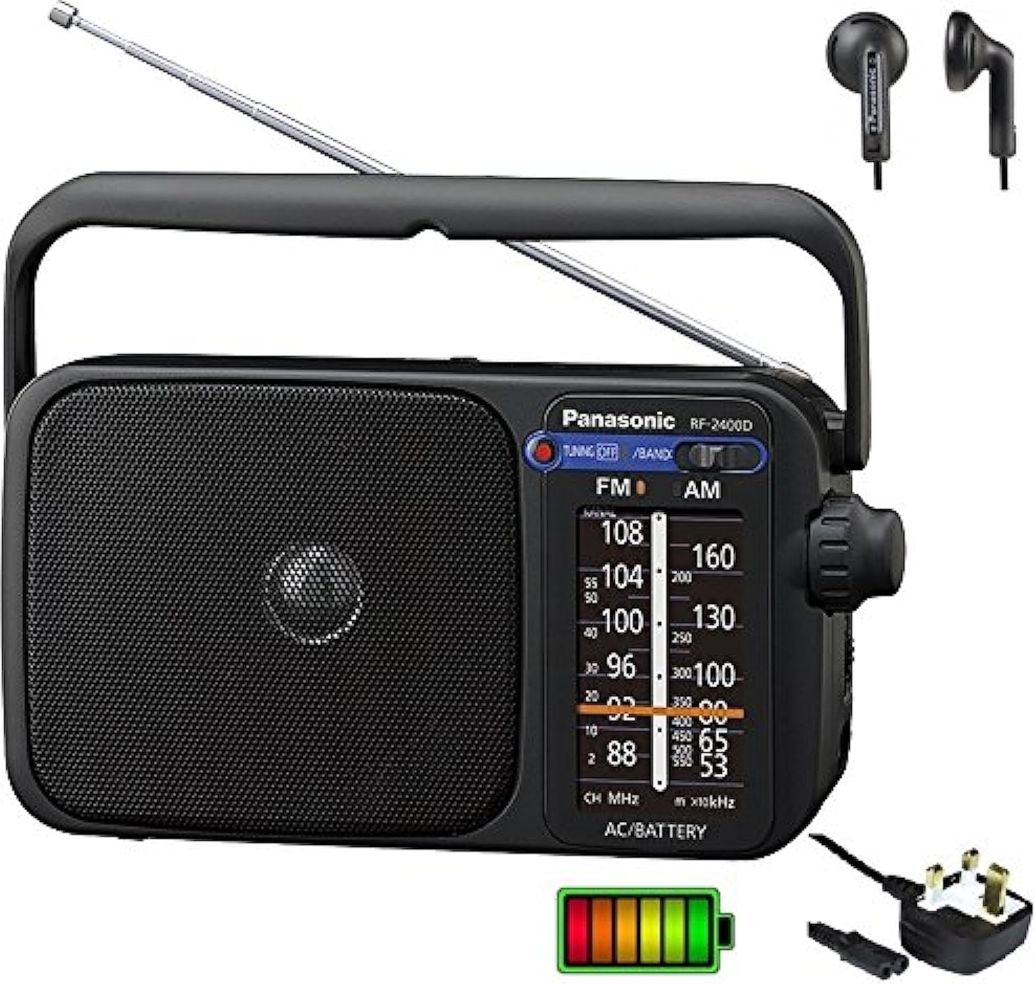 Panasonic RF-D10EG-W Digital Radio (DAB+/FM Tuner, Mains and Battery ...