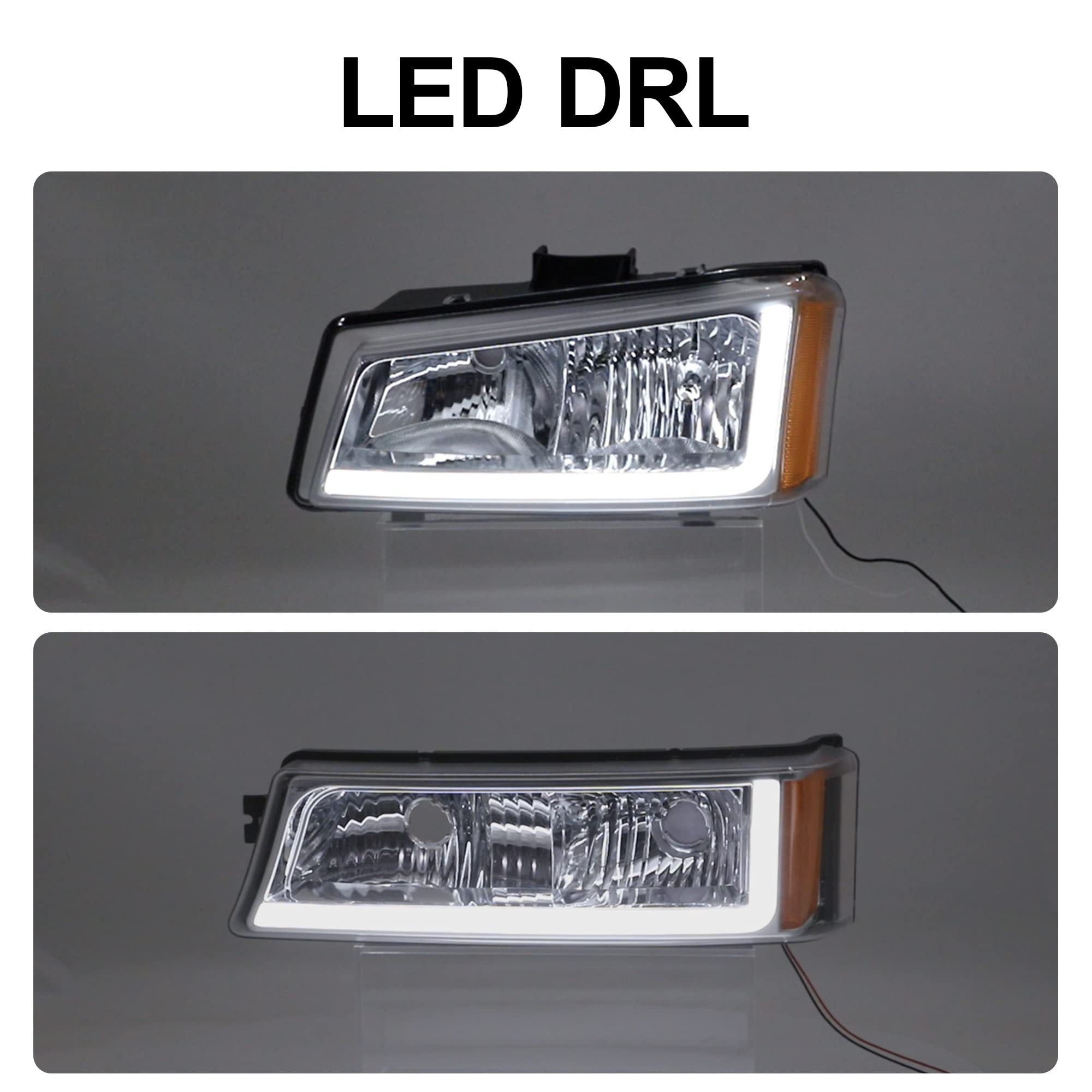 Jenuo No-Fogging Headlight Assembly Fit For 03 04 05 06 Chevy Silverado ...