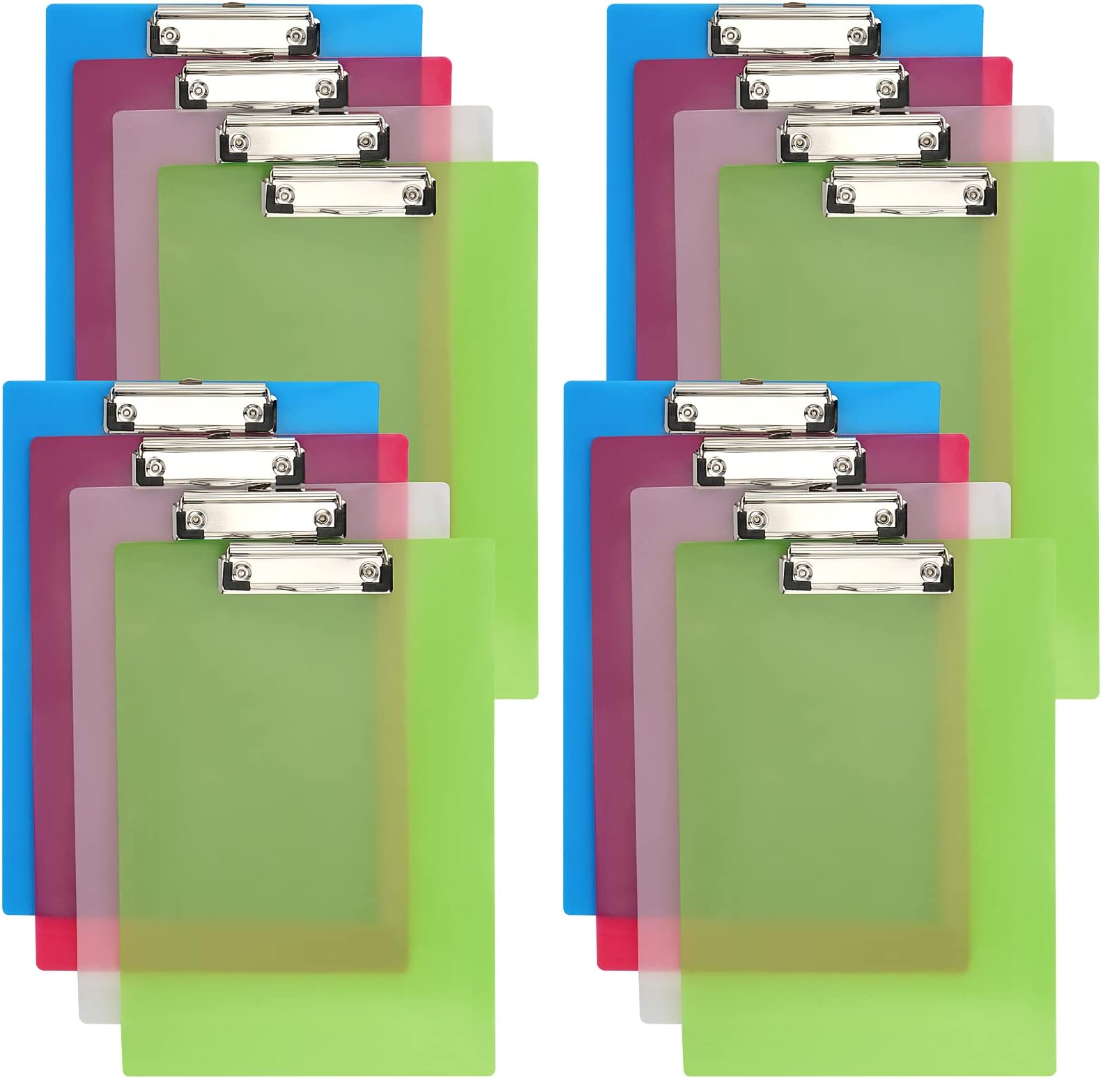 MUKLEI 16 PCS A4 Clipboard, Coloured Plastic Clipboards, Multi Pack ...