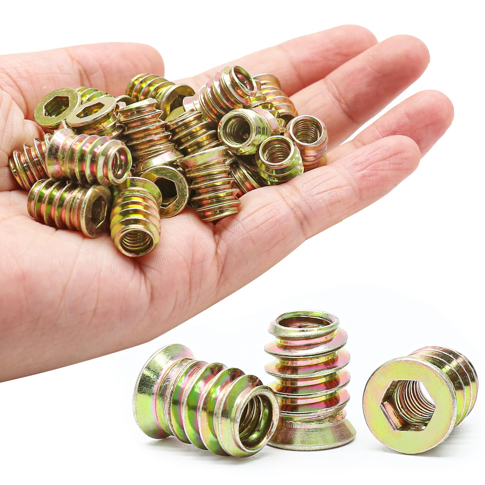 Snapklik.com : Uenhoy 65 Pcs M6 Threaded Wood Inserts Furniture Screw ...