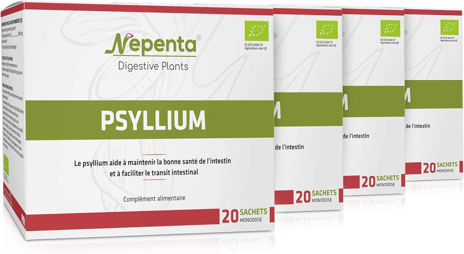 PSYLLIUM BIO PACK 3+1 GRATUIT 71 g / 80 sachets monodose Digestion ...