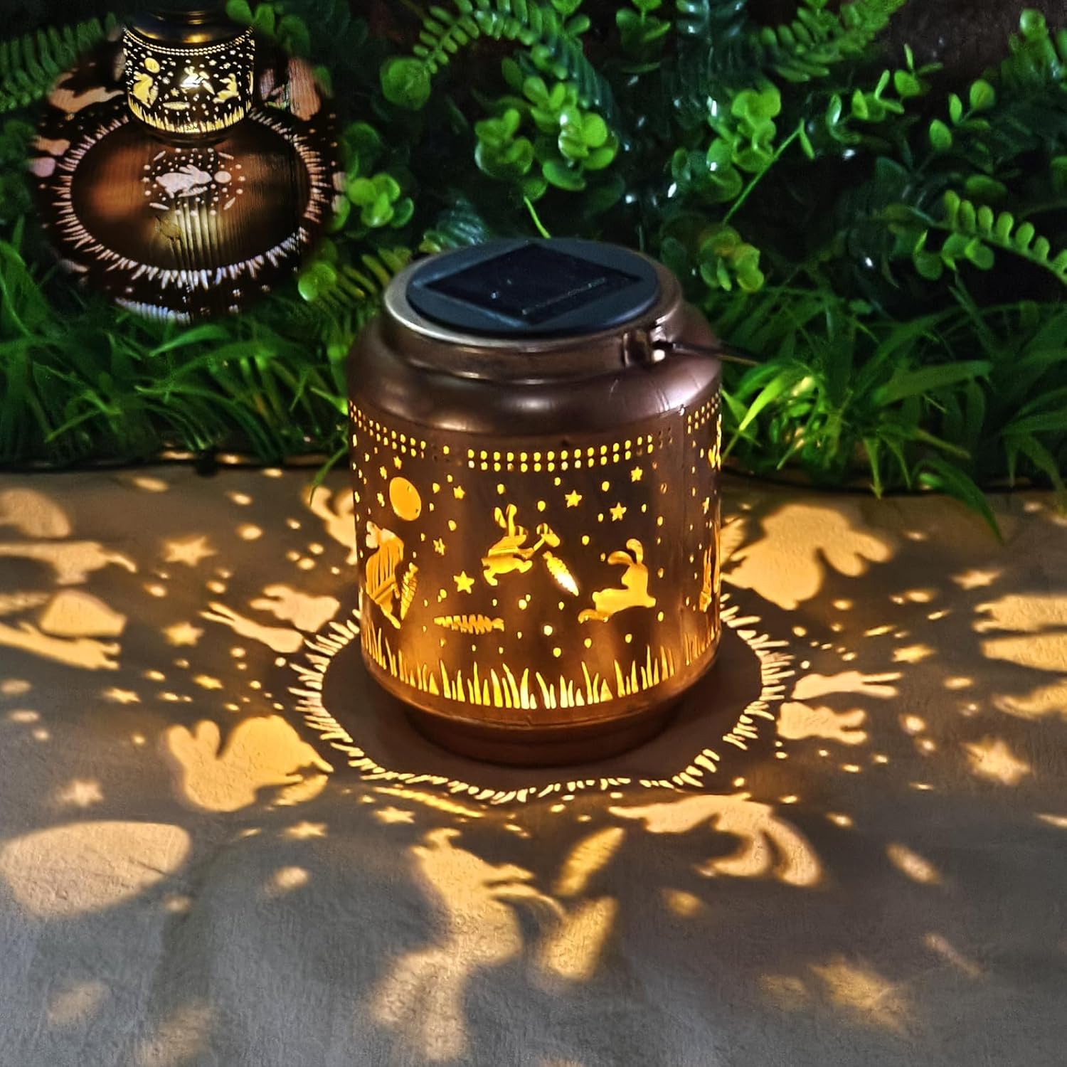 Amazon.com: Neioaas Rabbit Solar Lantern - Waterproof Outdoor Metal LED ...