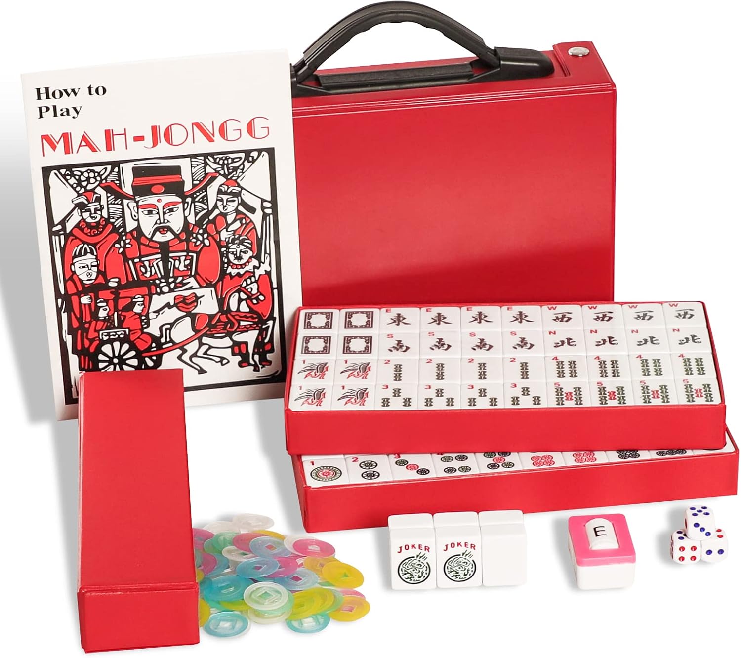 GUSTARIA American Mahjong Game Set,166 Premium White Tiles, 100 Chips,1 ...