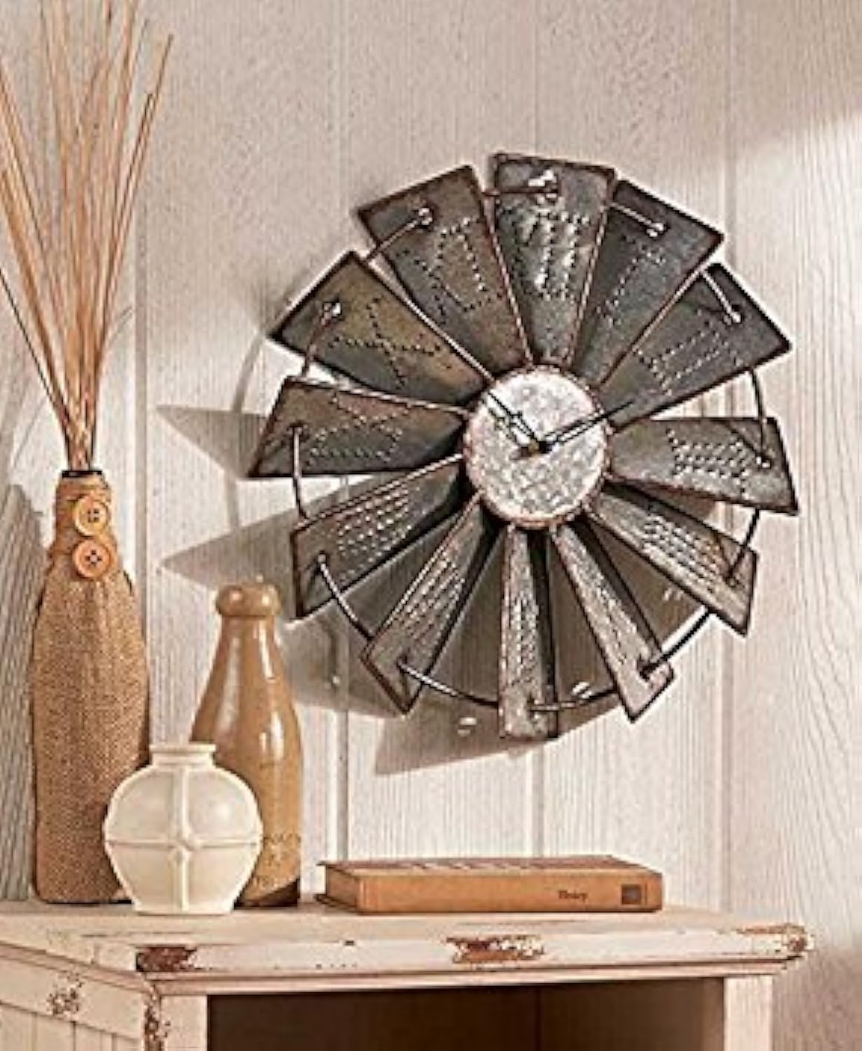 Amazon.com: Metal Windmill Rustic Country Primitive Clock Wall Decor by ...