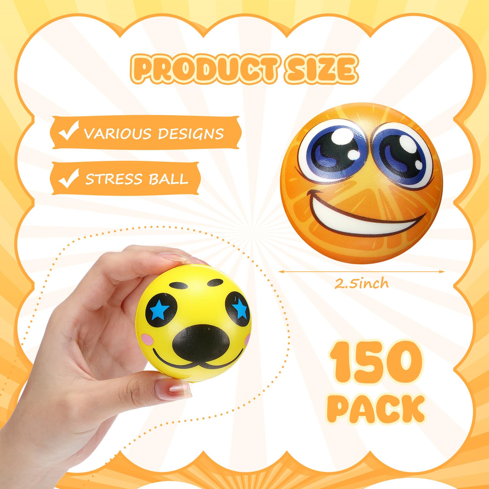 Snapklik.com : 150 Pcs 2.5 Inch Stress Balls Bulk For Adults Kids ...