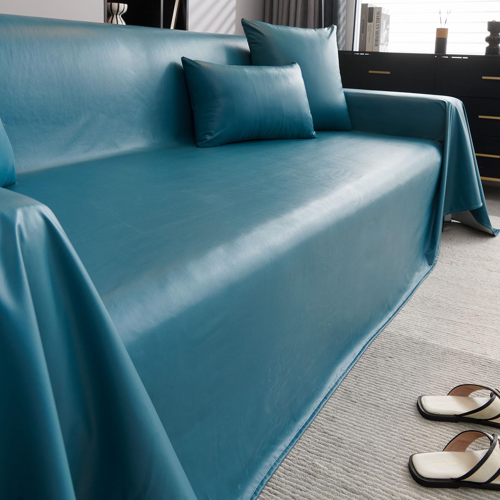 Amazon.com: vctops Waterproof Faux PU Leather Sofa Covers for Sectional ...