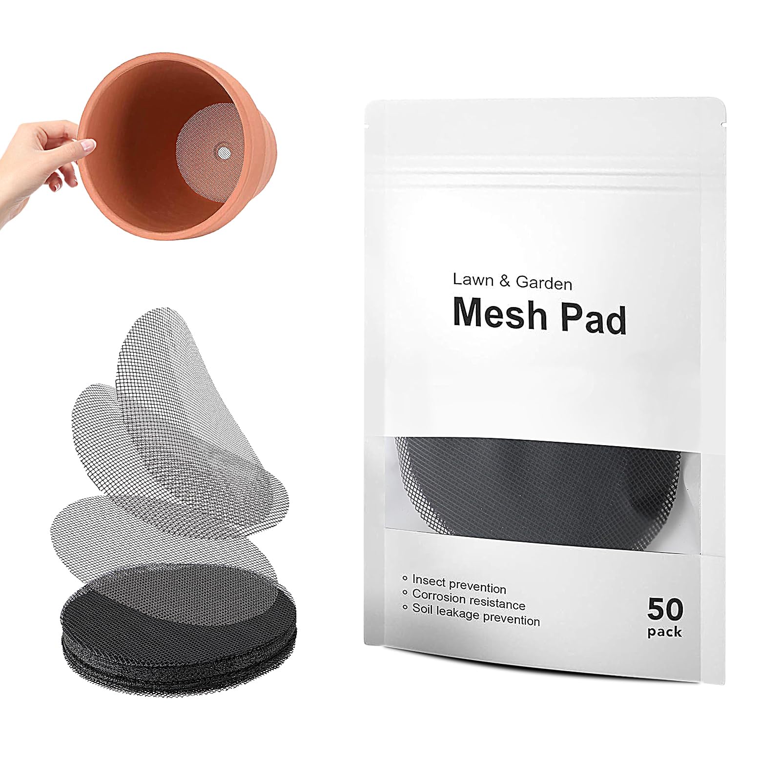 50 Pcs Flower Pot Mesh Pads Round Mesh for Plant Pot Gardening Pad ...