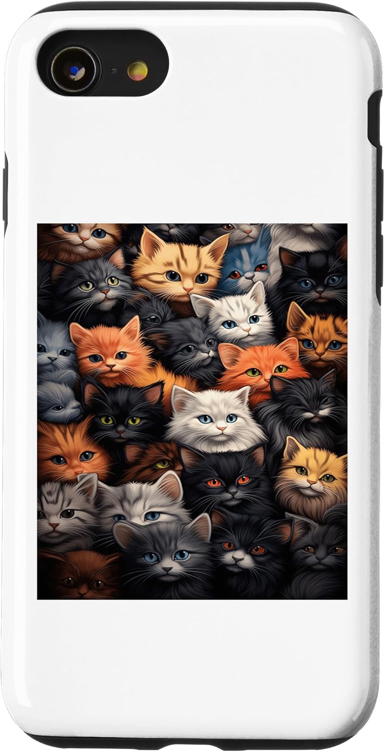 Amazon.com: iPhone SE (2020) / 7 / 8 Funny Cat many cats Cute Kawaii ...