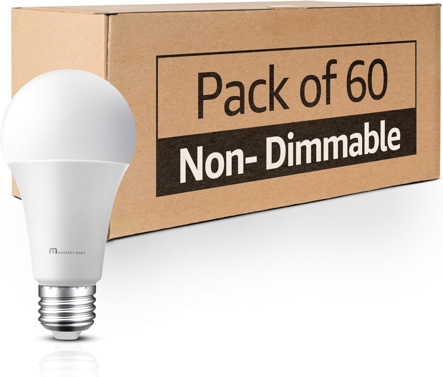 MASTERY MART 60 Pack A19 LED Bulbs 60 Watt Equivalent, 9W Non-Dimmable ...