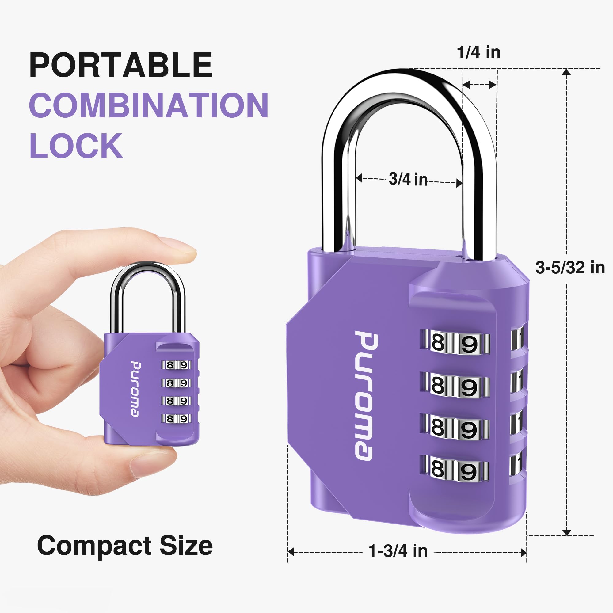 Snapklik.com : Puroma 1 Pack Combination Lock For Locker 4 Digit Outdoor Waterproof Padlock For ...