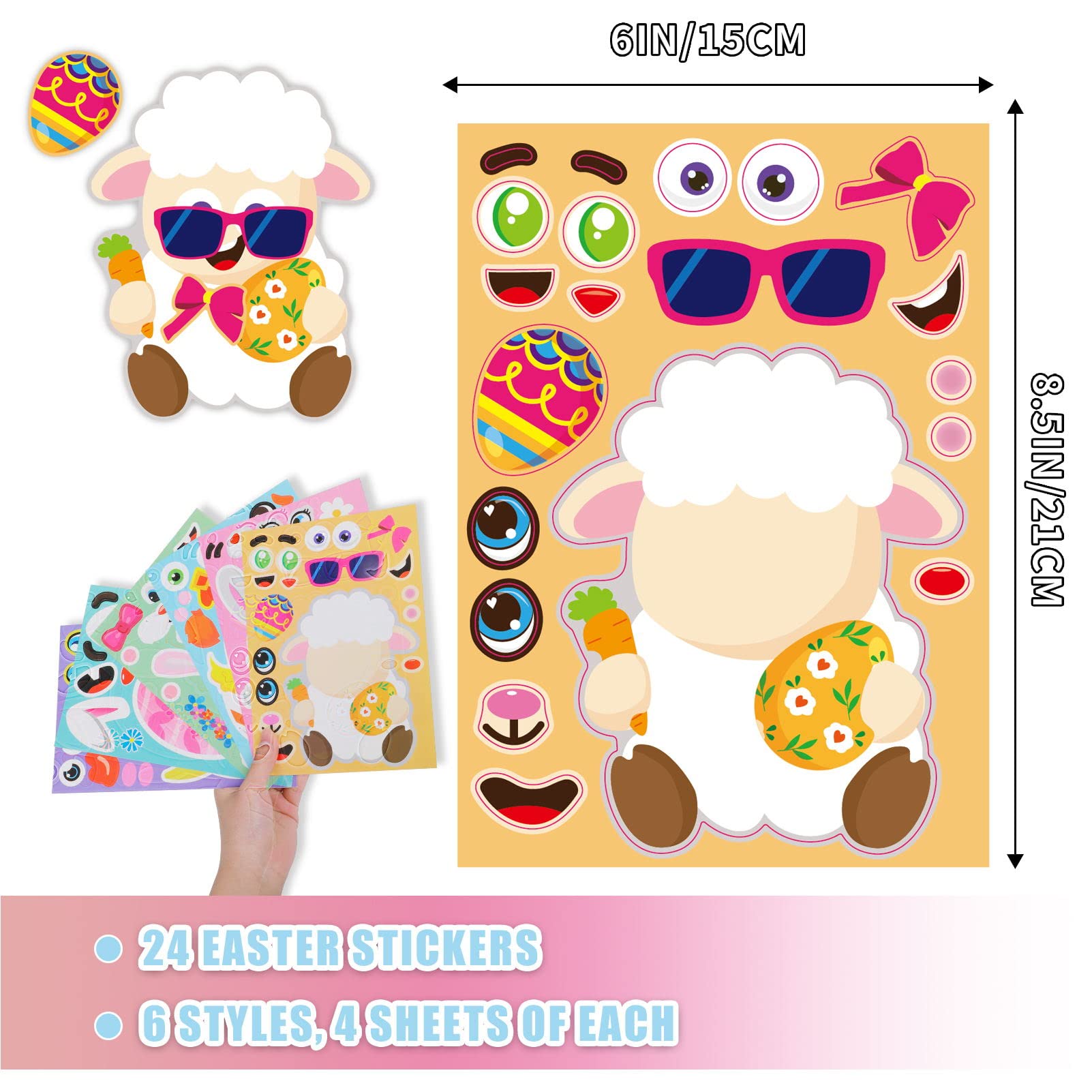 Snapklik.com : 24pcs Easter Stickers For Kids, Make Your Own Easter ...