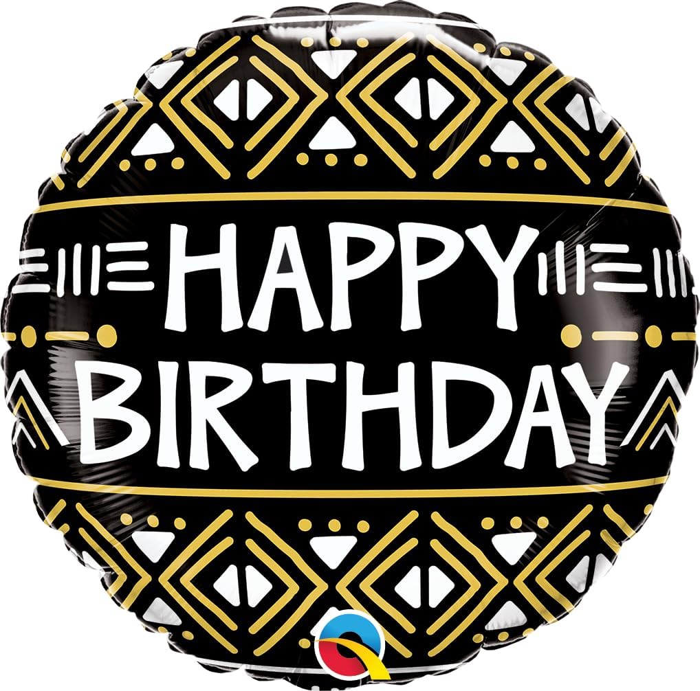 Amazon.com: Qualatex 18" Mud Cloth Print Happy Birthday Party ...