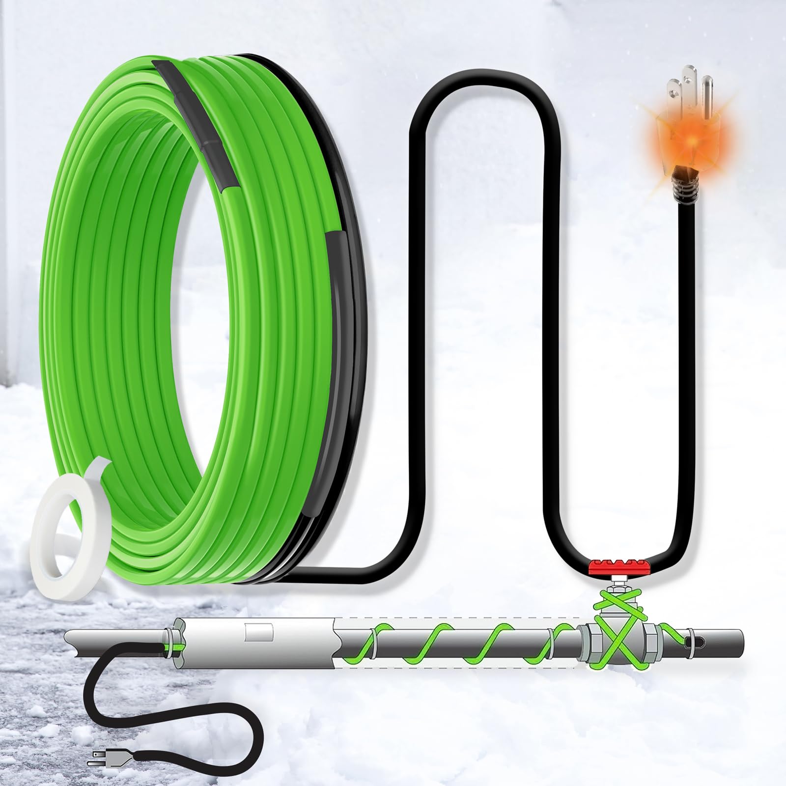 MAXKOSKO 20 Feet Pipe Heat Cable for Water Pipe Freeze Protection, Self ...