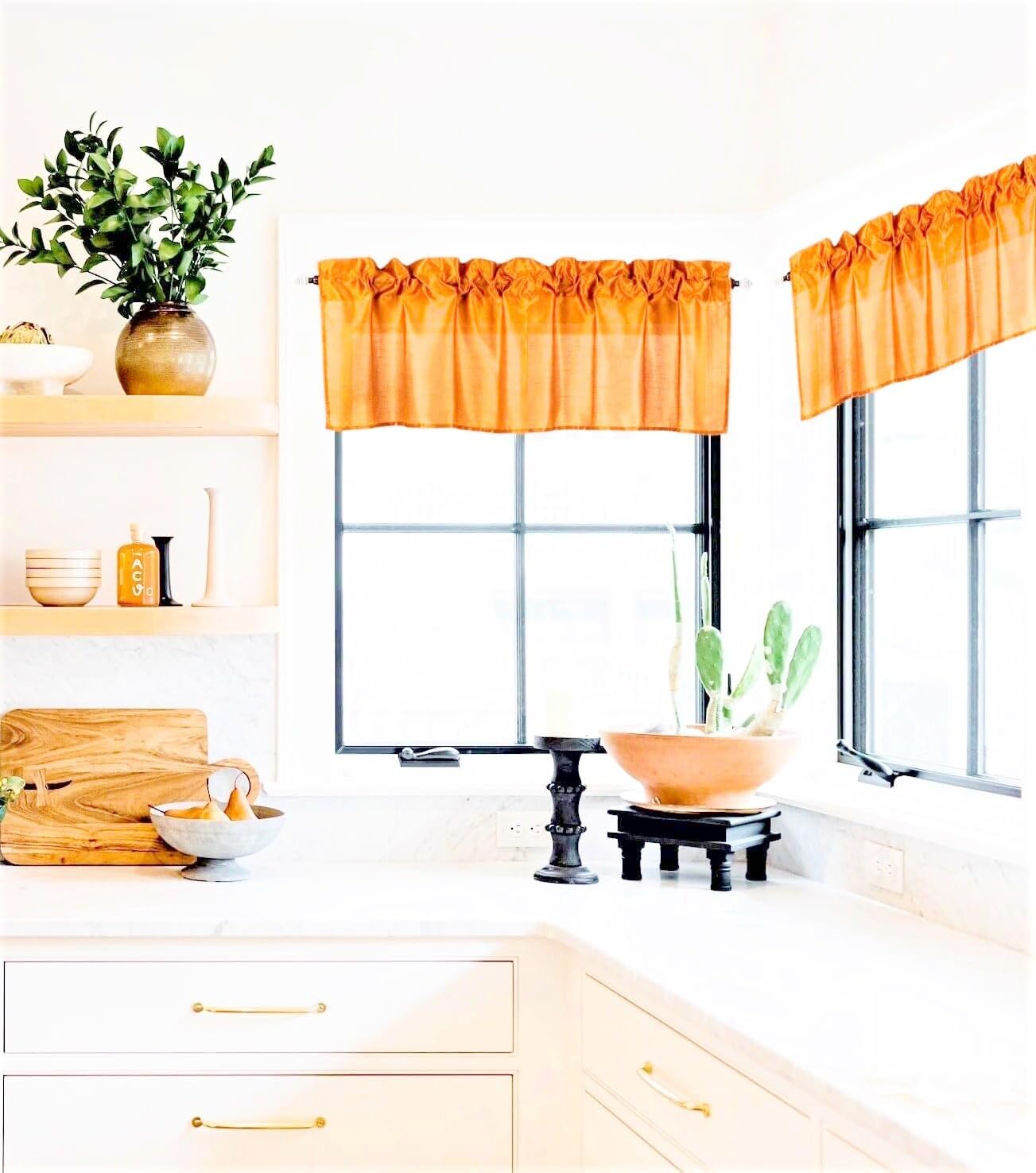 Amazon.com: (S18) 2 Pieces Straight Solid Color Faux Silk Window ...