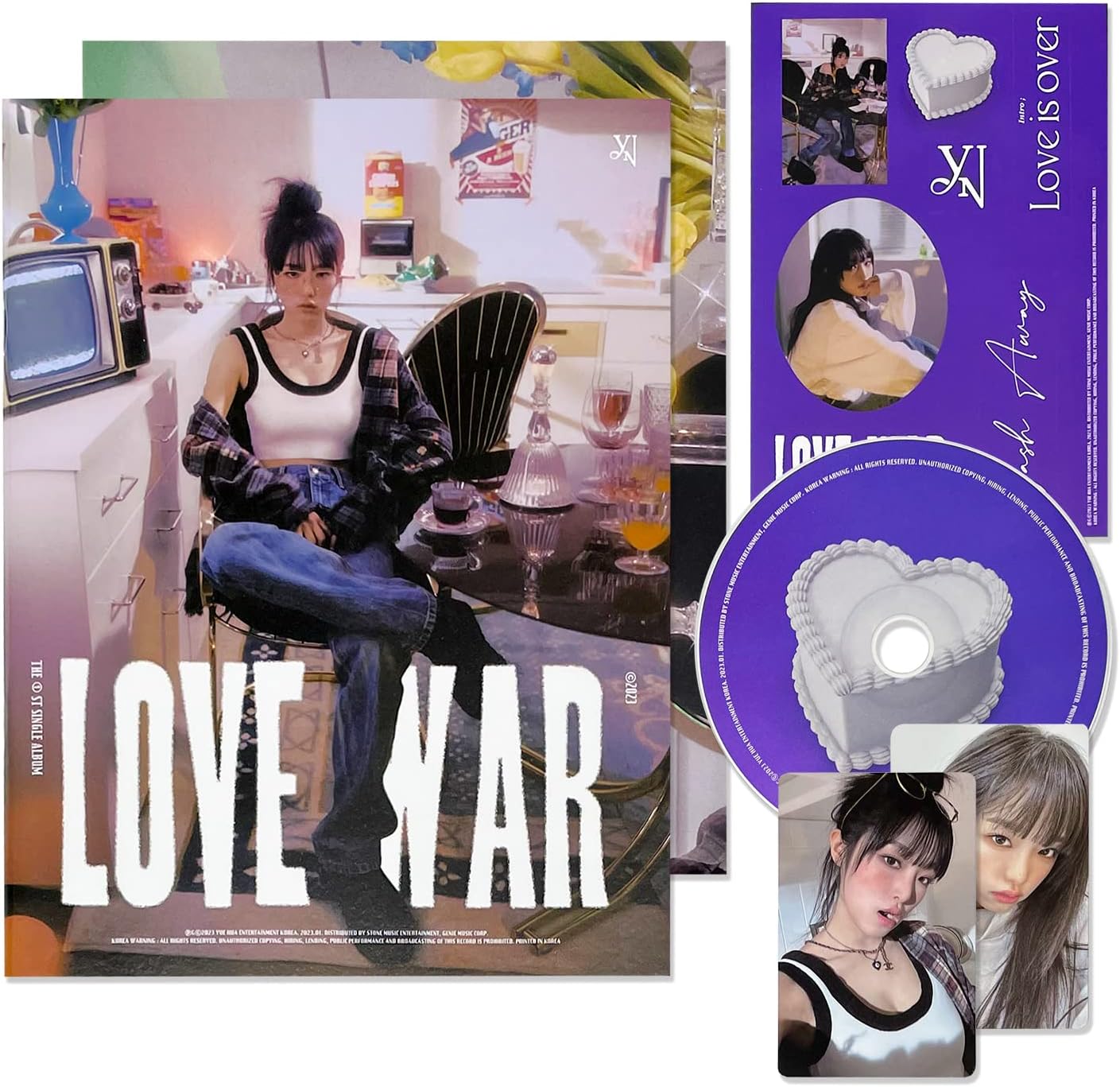 YENA - 1st Single Album [Love War] (Love Ver.) Photo Book + Sticker + Photo Card + CD-R + Folded ...
