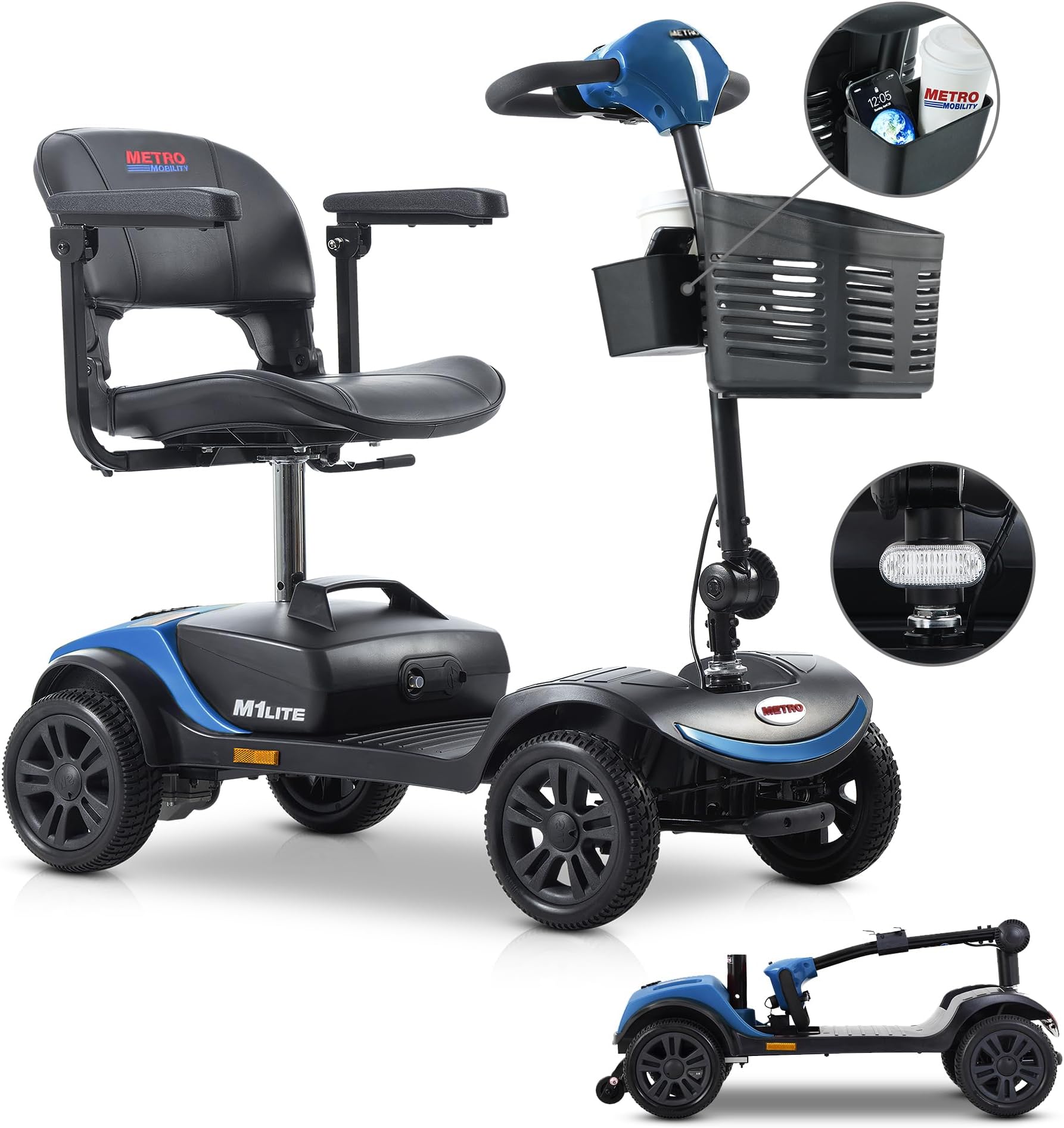 Amazon.com: Folding Mobility Scooter for Seniors 4 Wheel Scooter for ...