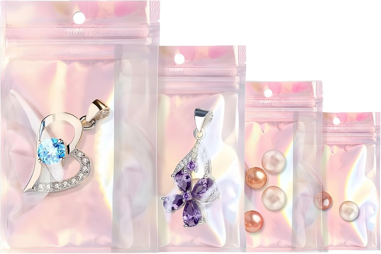 Amazon.com: Rimiko 100 Pcs Holographic Clear Sample Bags, Resealable ...