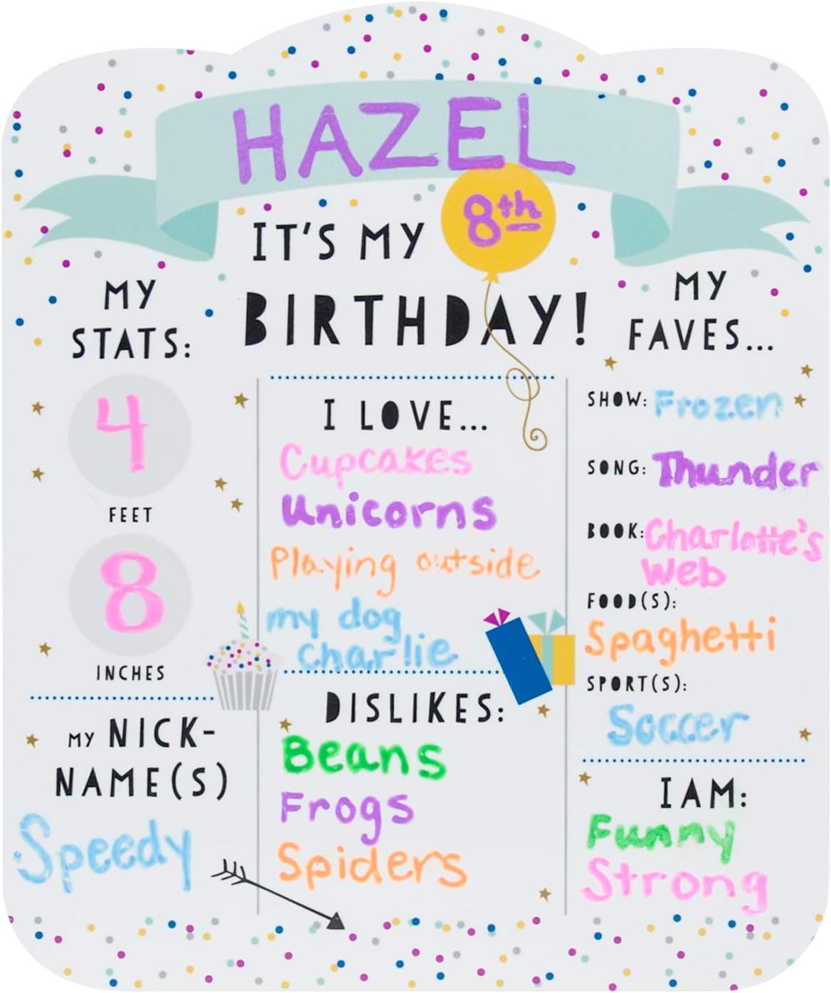 Amazon.com : 12" x 10" Confetti Birthday Sign/Milestone Whiteboard ...