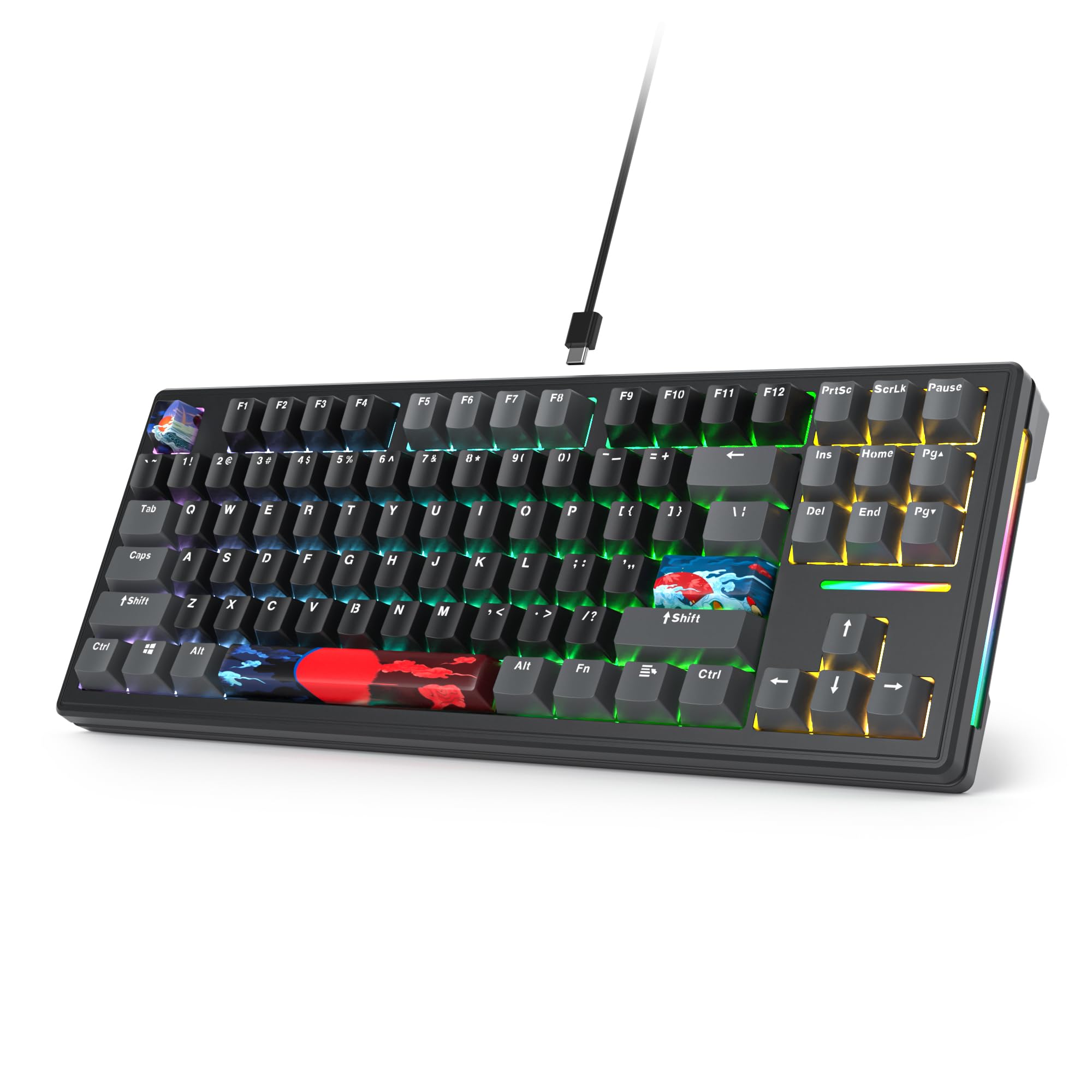 SOLIDEE 80% Mechanical Gaming Keyboard Hot Swappable,White Switch RGB ...
