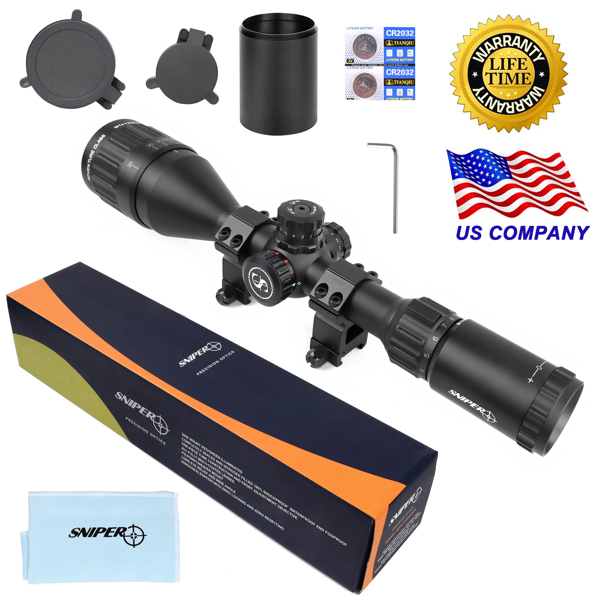 MT4-12x50AOL Red, Green, Blue Illuminated Hunting Rifle Scope/AO ...