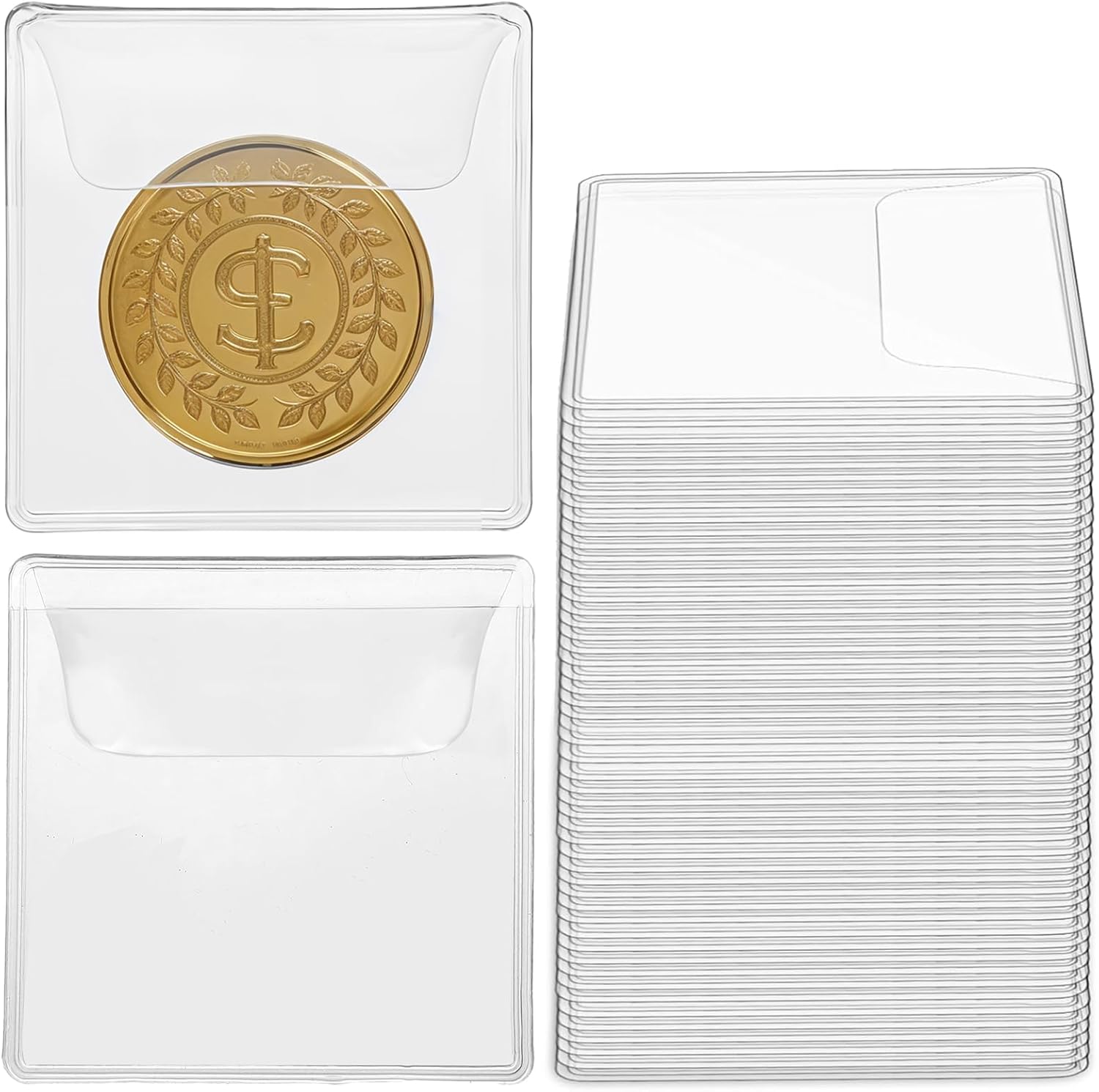 Amazon.com : simarro 200Pcs Single Pocket Coin Flips Coin Sleeves ...