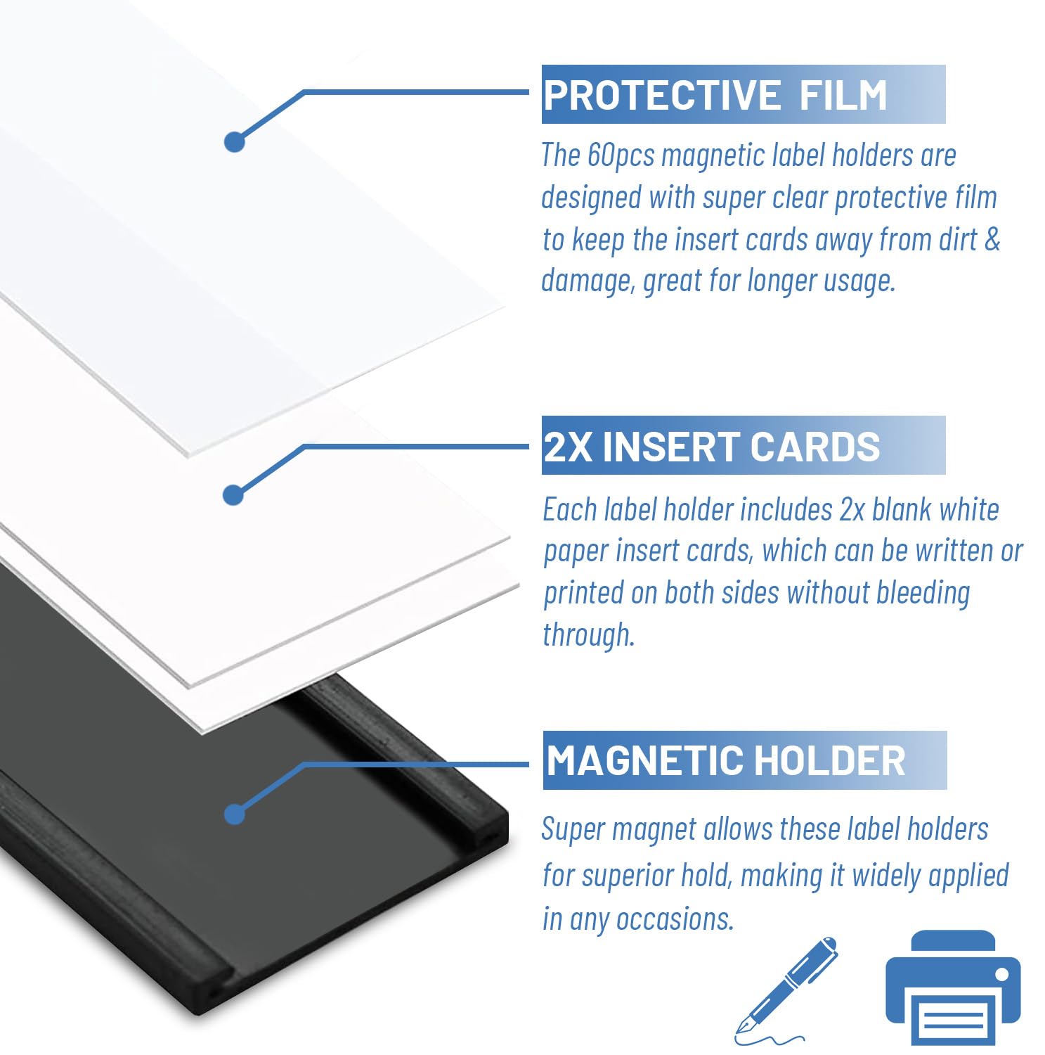 Snapklik.com : 60 PCS Magnetic Label Holders 3 X 1 Inch C Channel Label ...