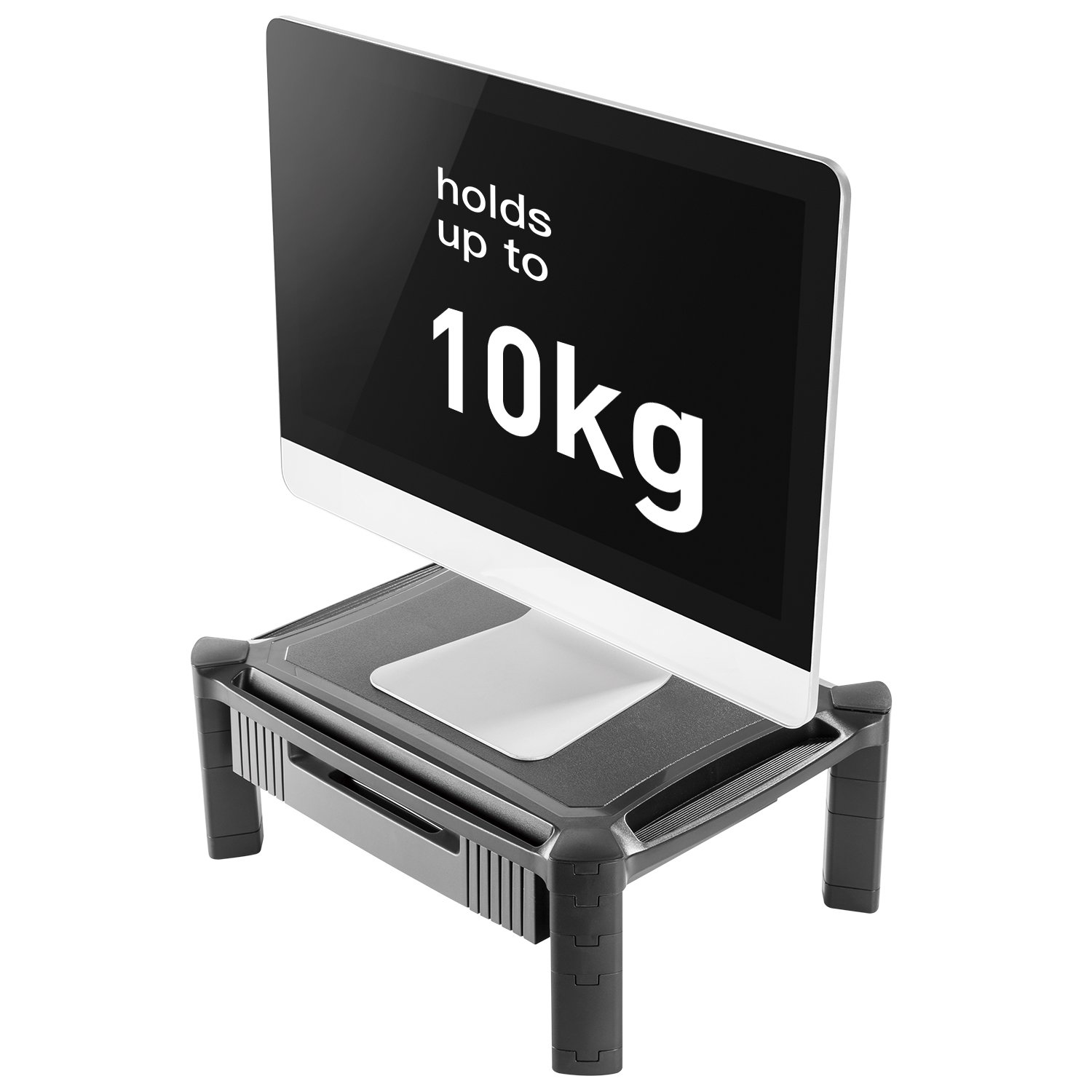 HUANUO Adjustable Monitor Stand with Pull Out Drawer, Pen Storage Slot ...