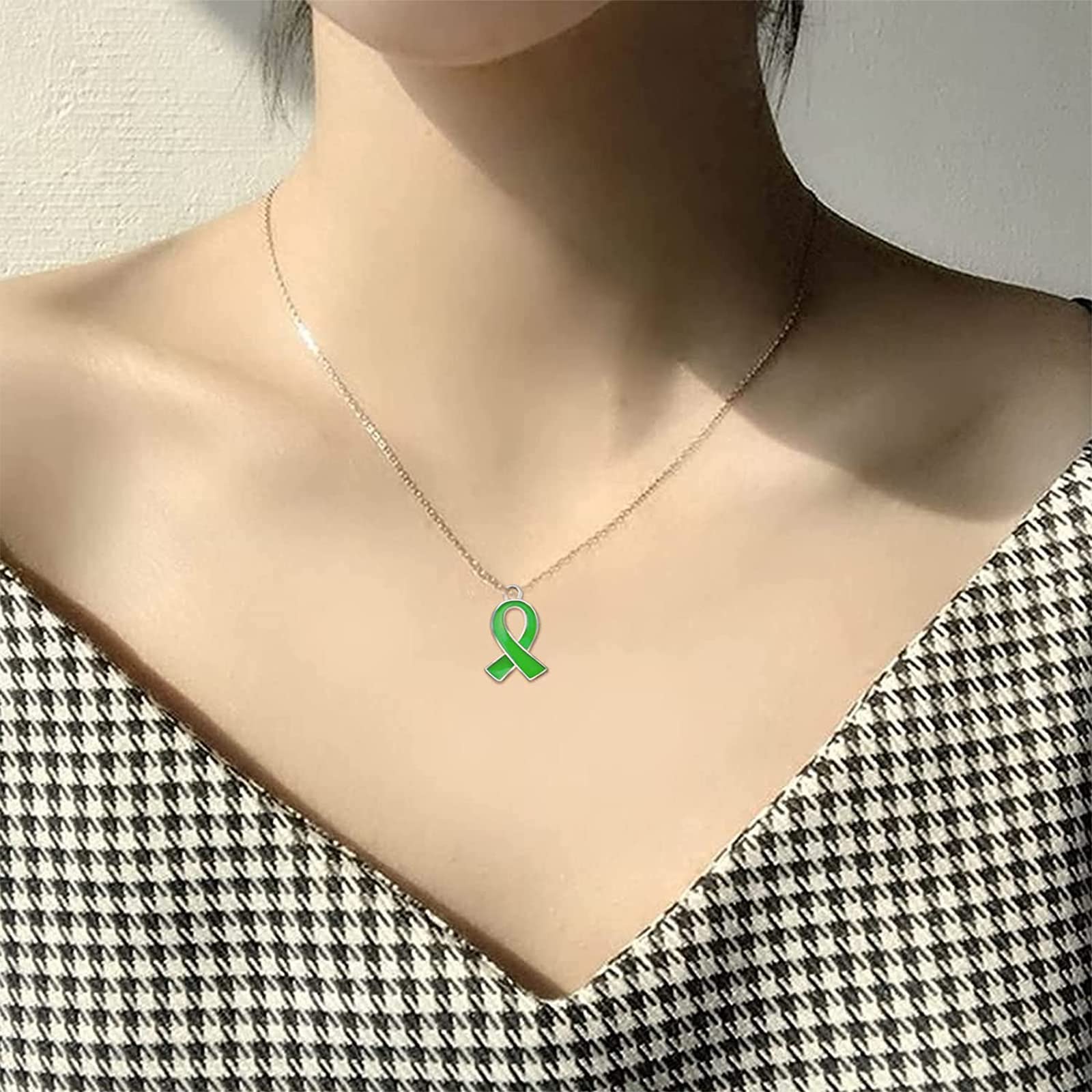 Snapklik.com : 100pcs Green Ribbon Pendants, Alloy Mental Health ...