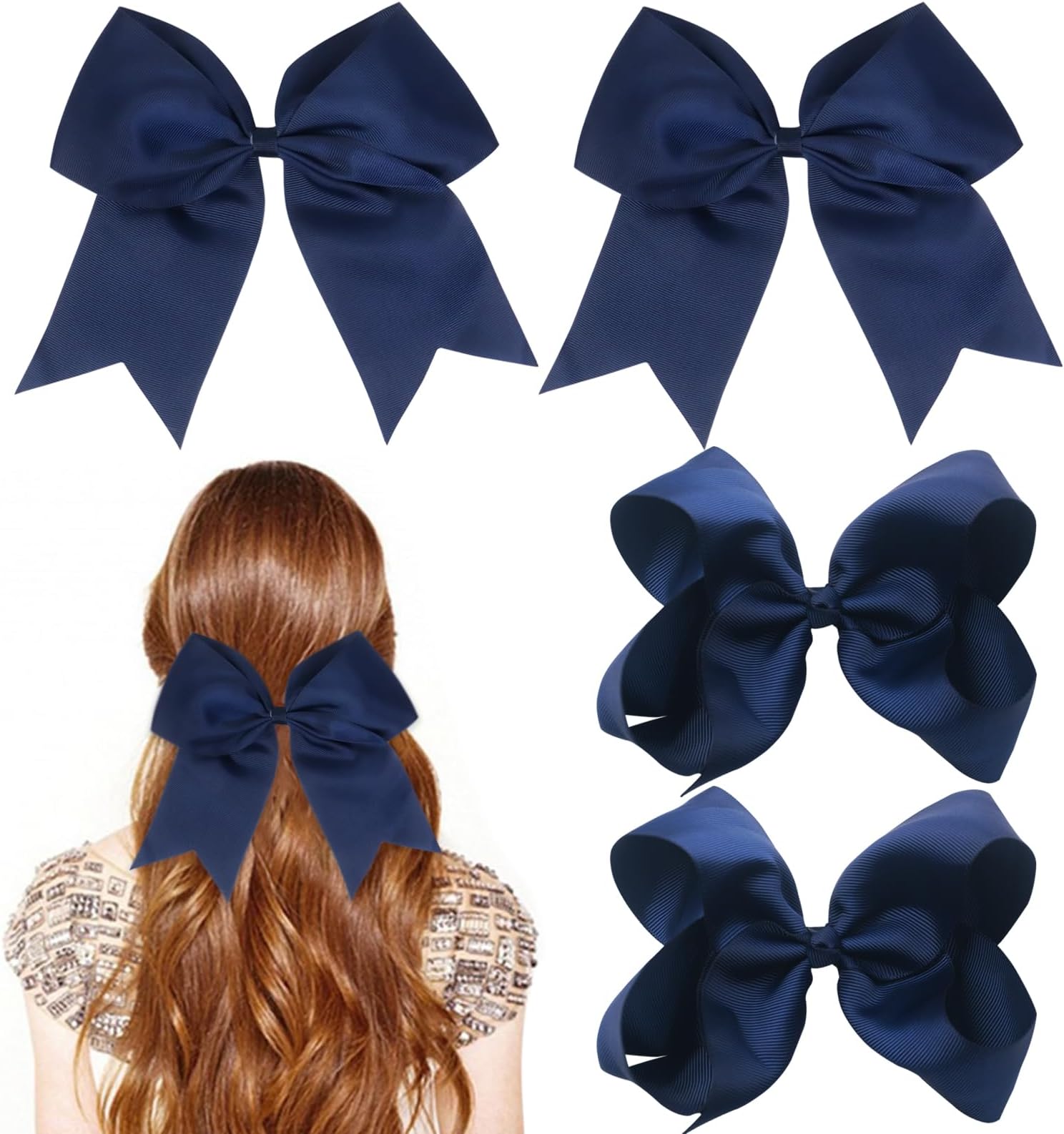 Amazon.com : 4 Pack Bow Hair Clips, Big Hair Bows for Women(8 inches, 6 ...