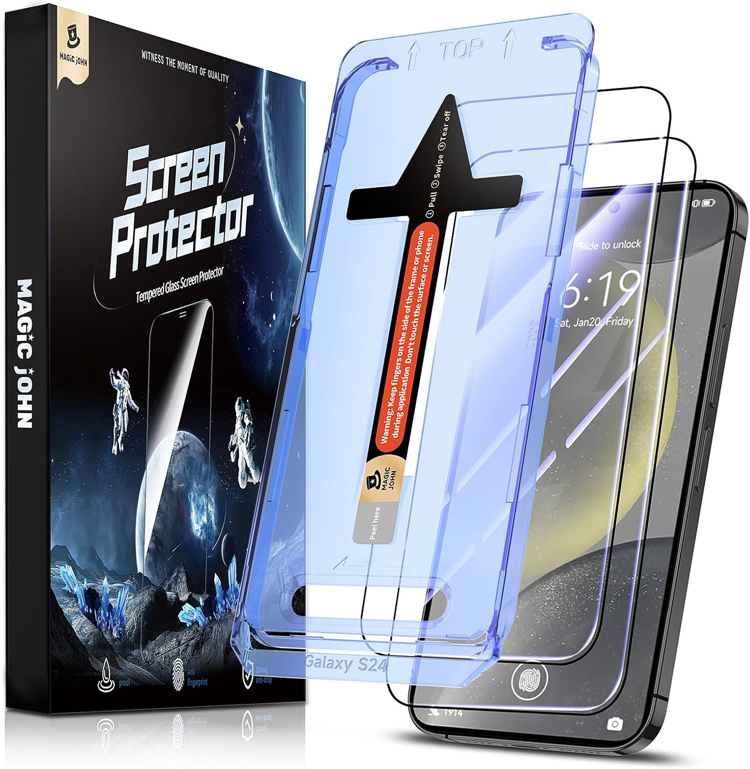 Amazon.com: MAGIC JOHN 2 Pack for Samsung Galaxy S24 Tempered Glass ...