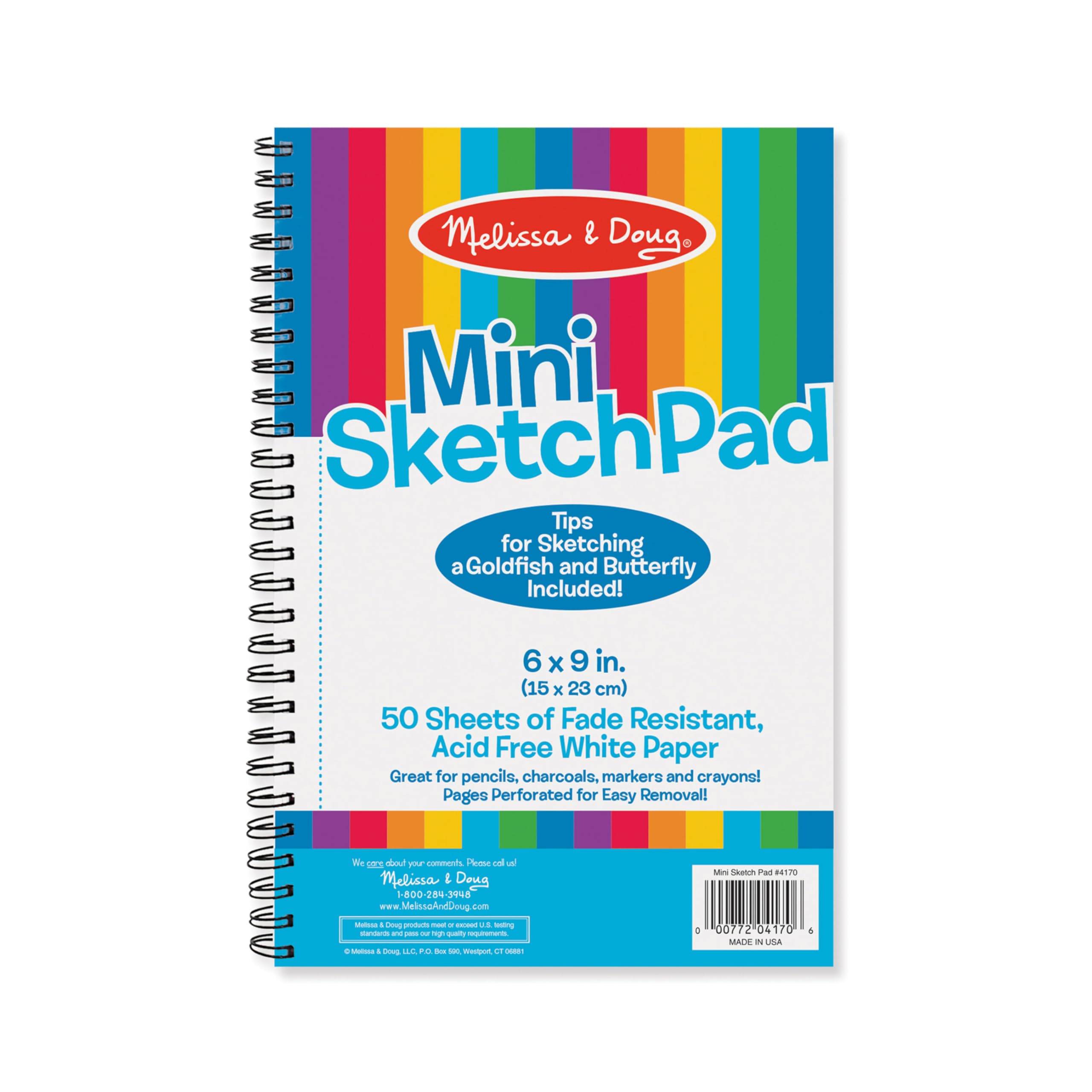 Amazon.com: Melissa & Doug Mini Sketch Pad - 50 Spiral-Bound Blank ...
