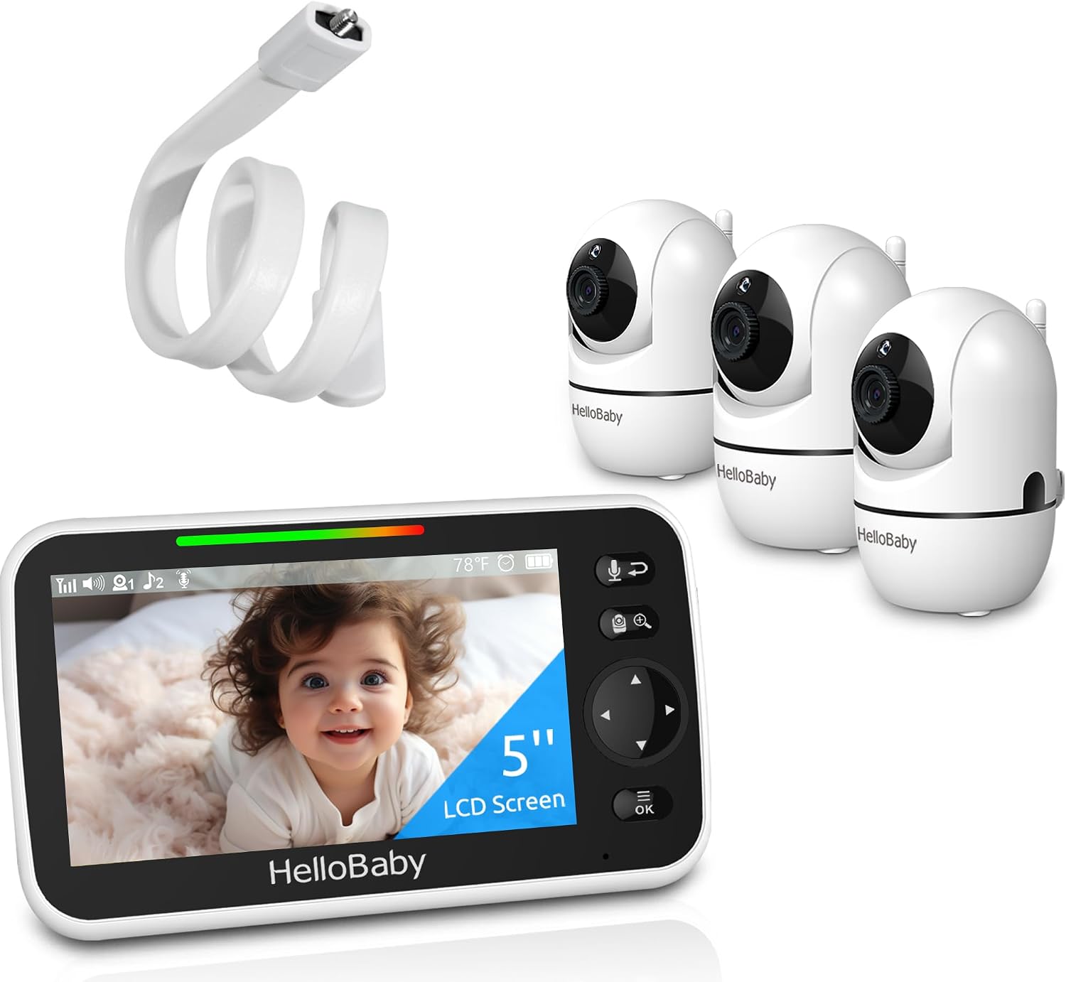 Amazon.com: HelloBaby Upgrade 5’’ Baby Monitor with 3 Cameras with ...