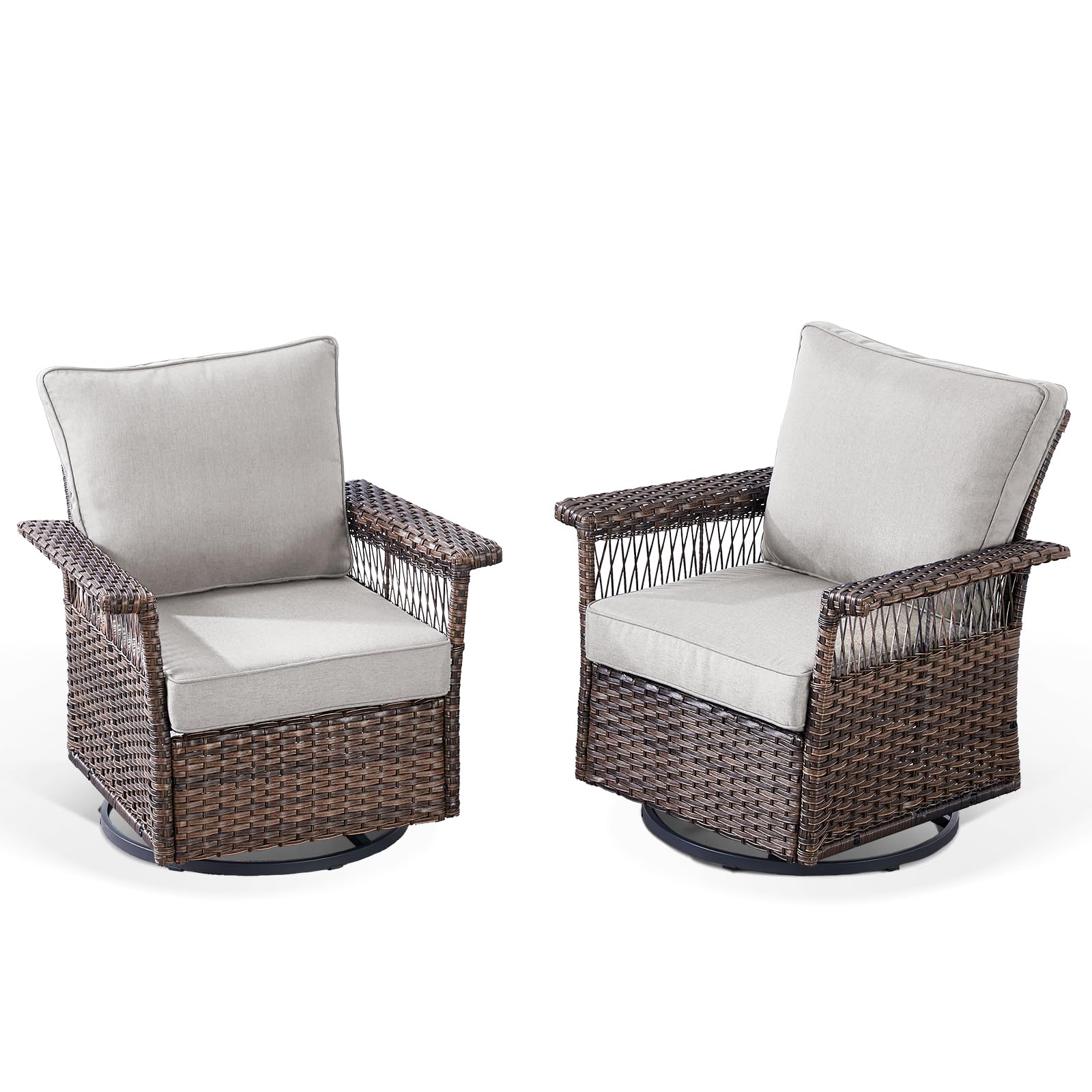 Snapklik.com : Bellefurn Patio Swivel Chairs Wicker PE Rattan Glider Chairs
