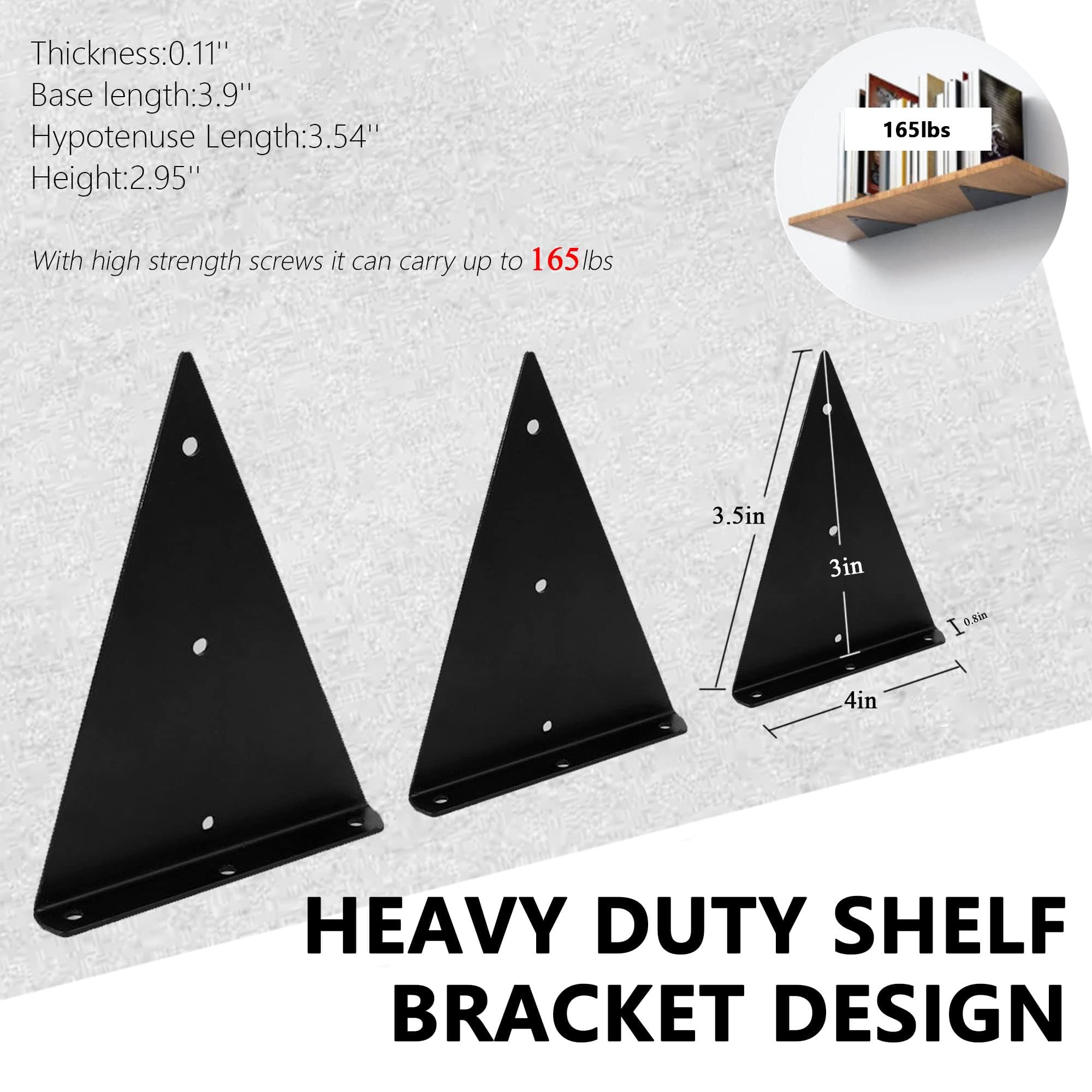 Snapklik.com : 4 Packs Floating Shelf Brackets 4 X 3 Inch Small Shelf ...