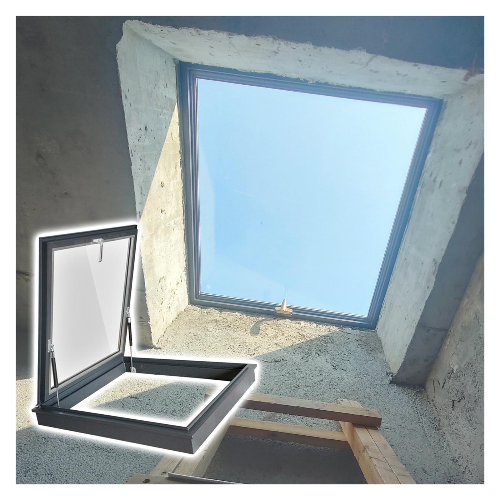 Baseent Flat Roof Escape Hatch, Large Galvanized Cellar Eergency Exit