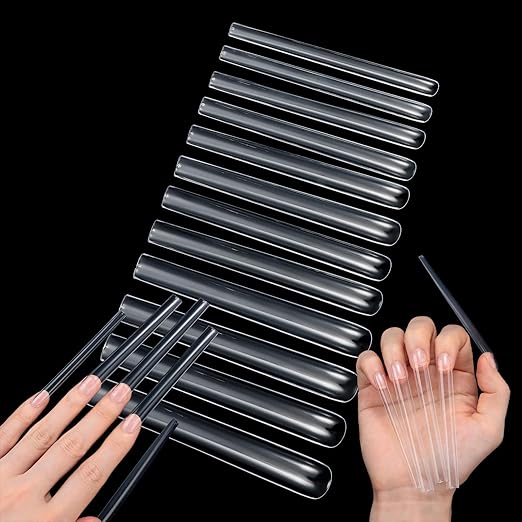 Amazon.com: INENK 5XL Extra Long Tapered Square Full Cover Nail Tips ...