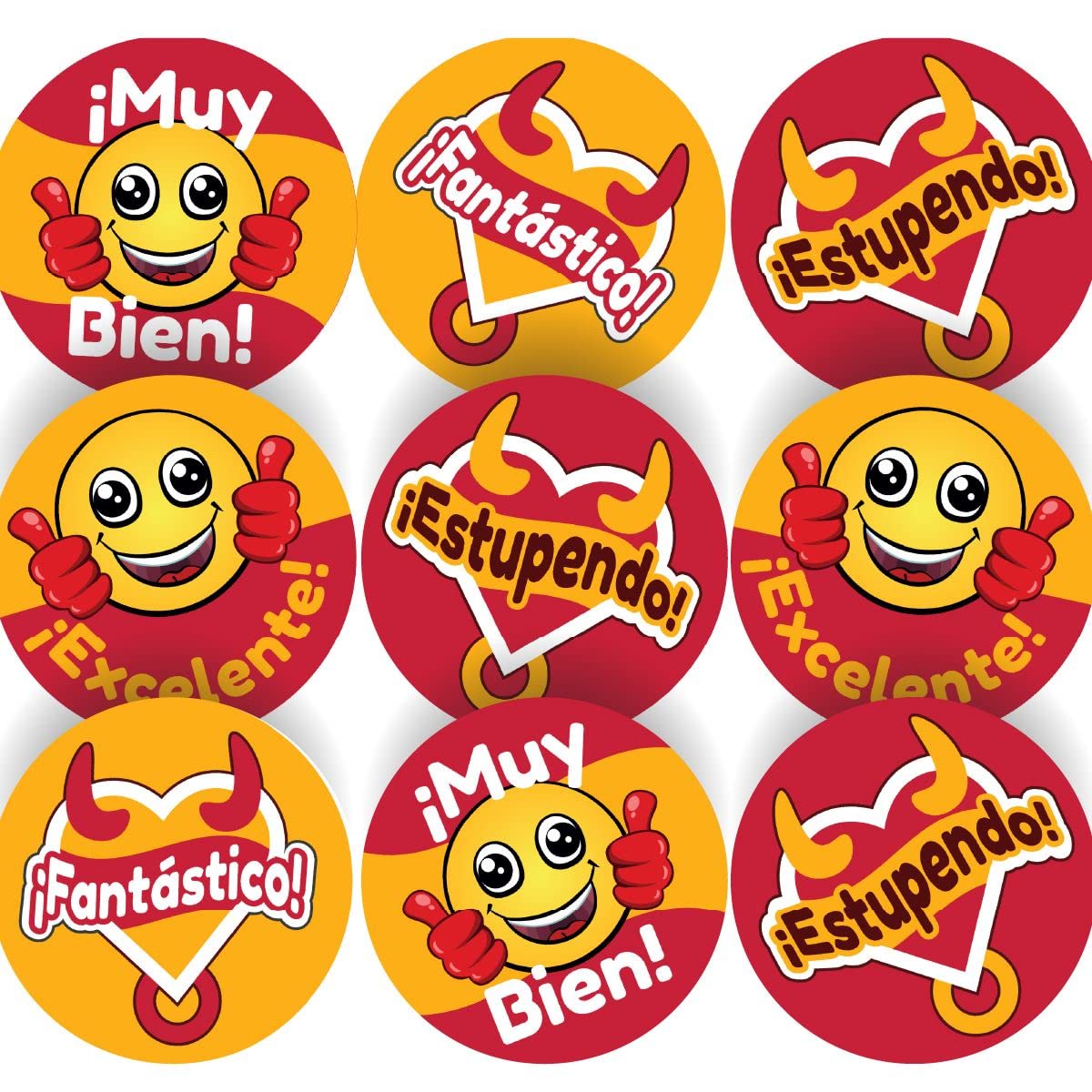 144 Super Spanish Praise Words 30 mm Reward Stickers for School ...