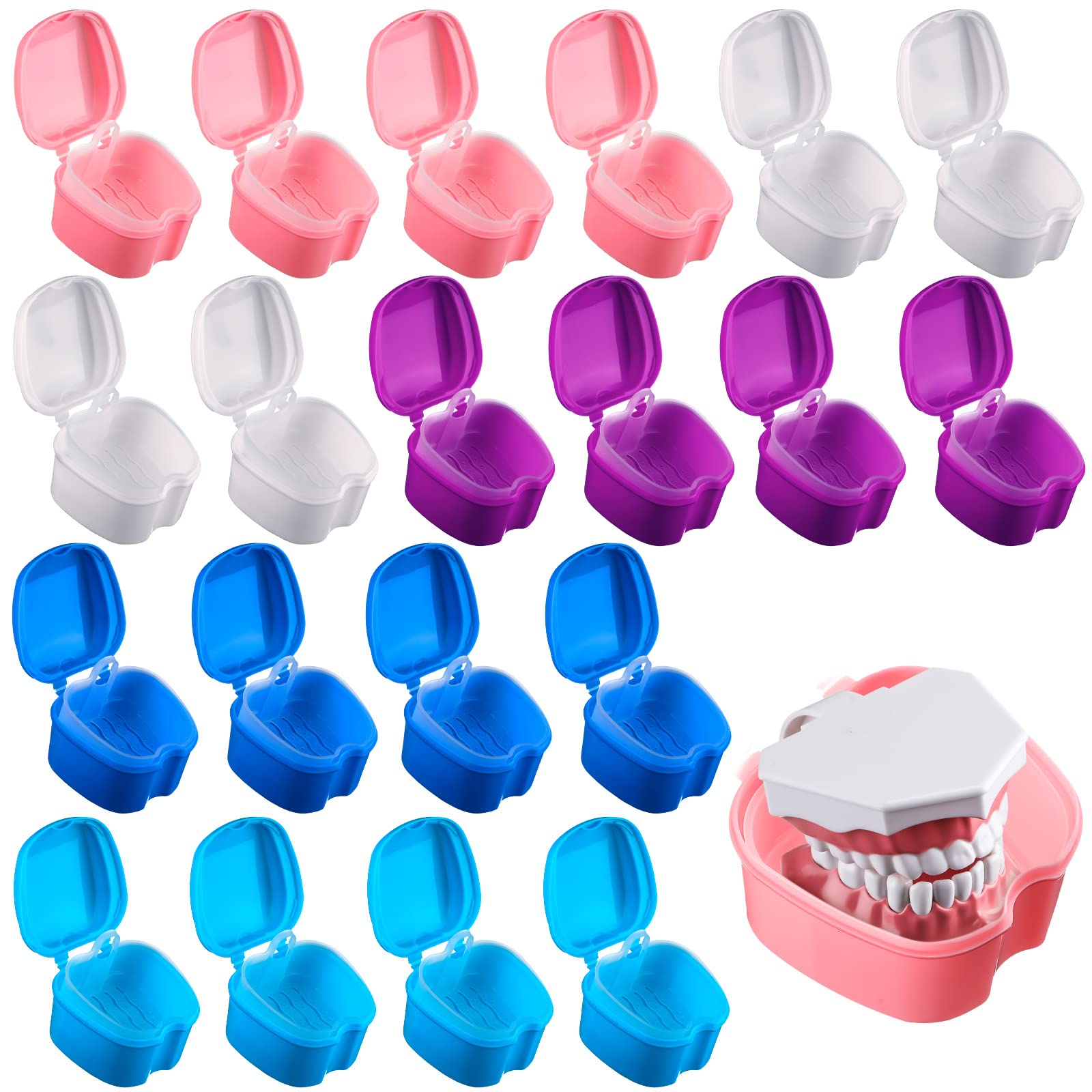 Amazon.com : Zubebe 20 Pcs Denture Bath Denture Retainer Case Bulk ...